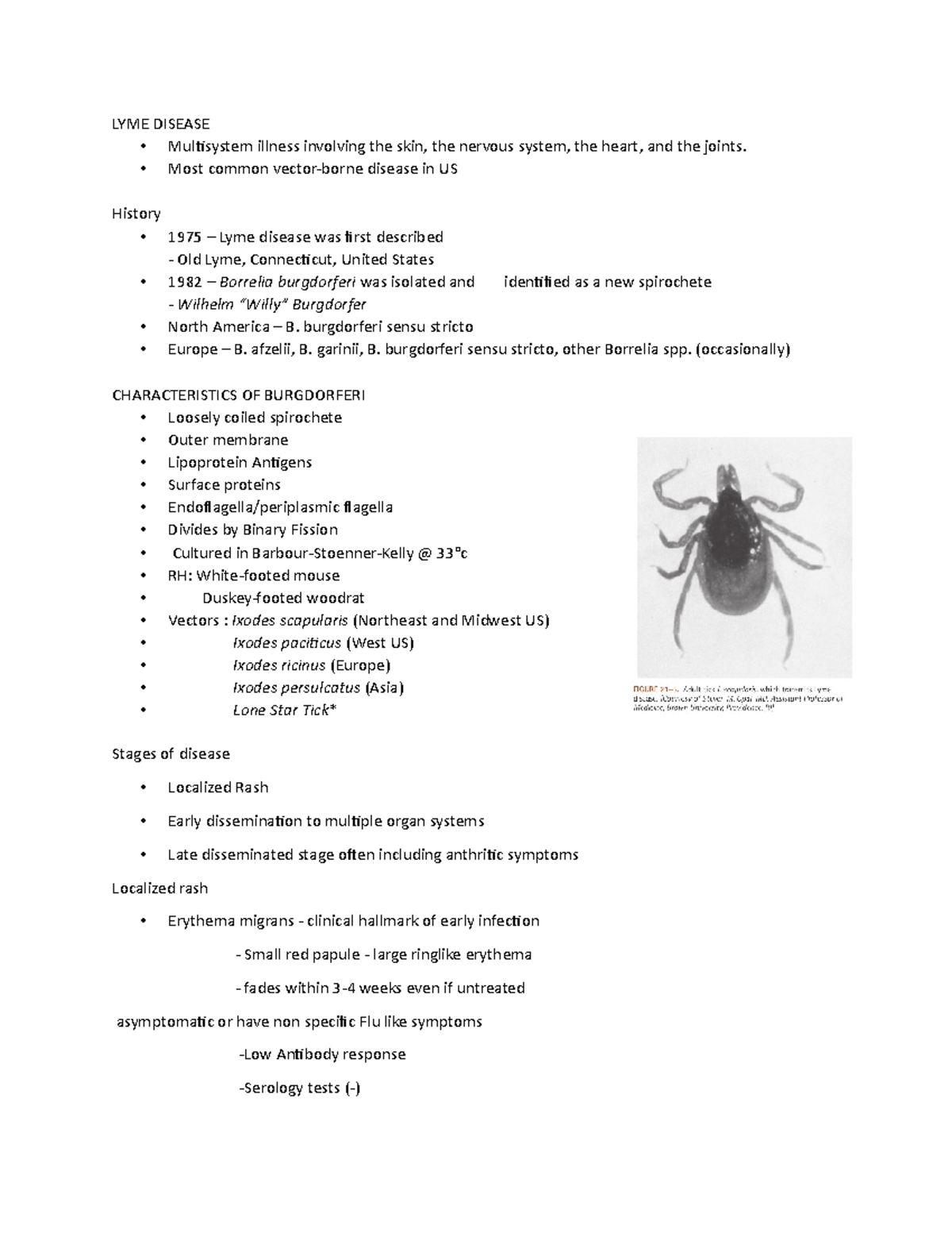 Lyme disease - used in reporting - LYME DISEASE Multisystem illness ...