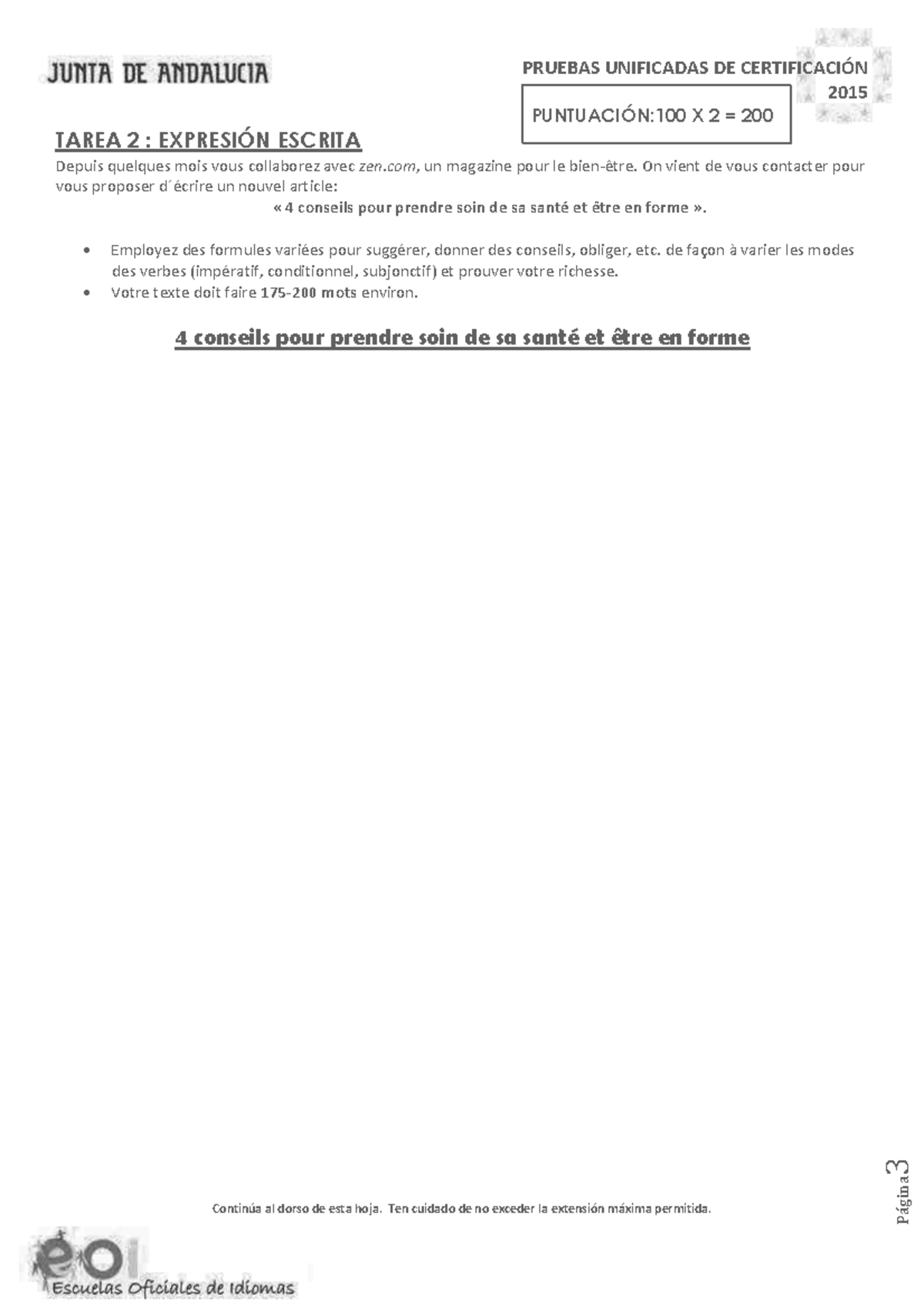 4º Production écrite - Práctica - PRUEBAS UNIFICADAS DE CERTIFICACI”N ...