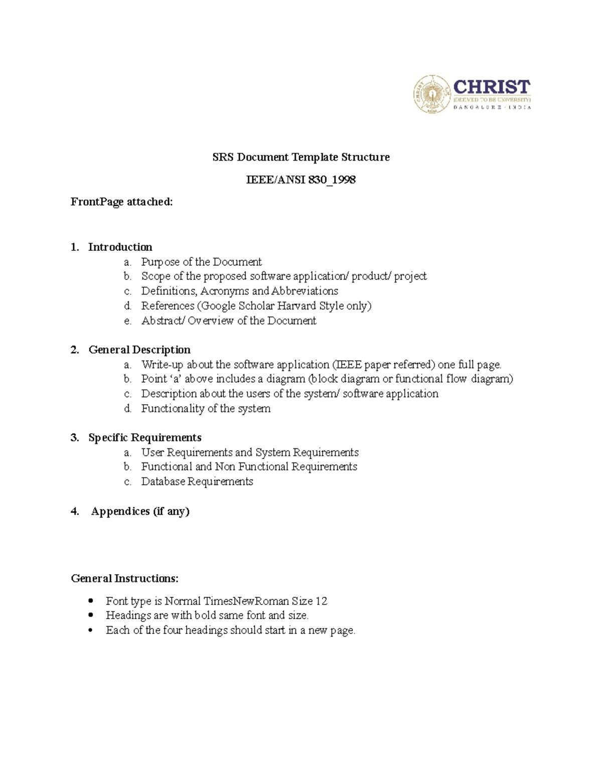 SRS Document Template Structure IEEE Foramt - SRS Document Template ...