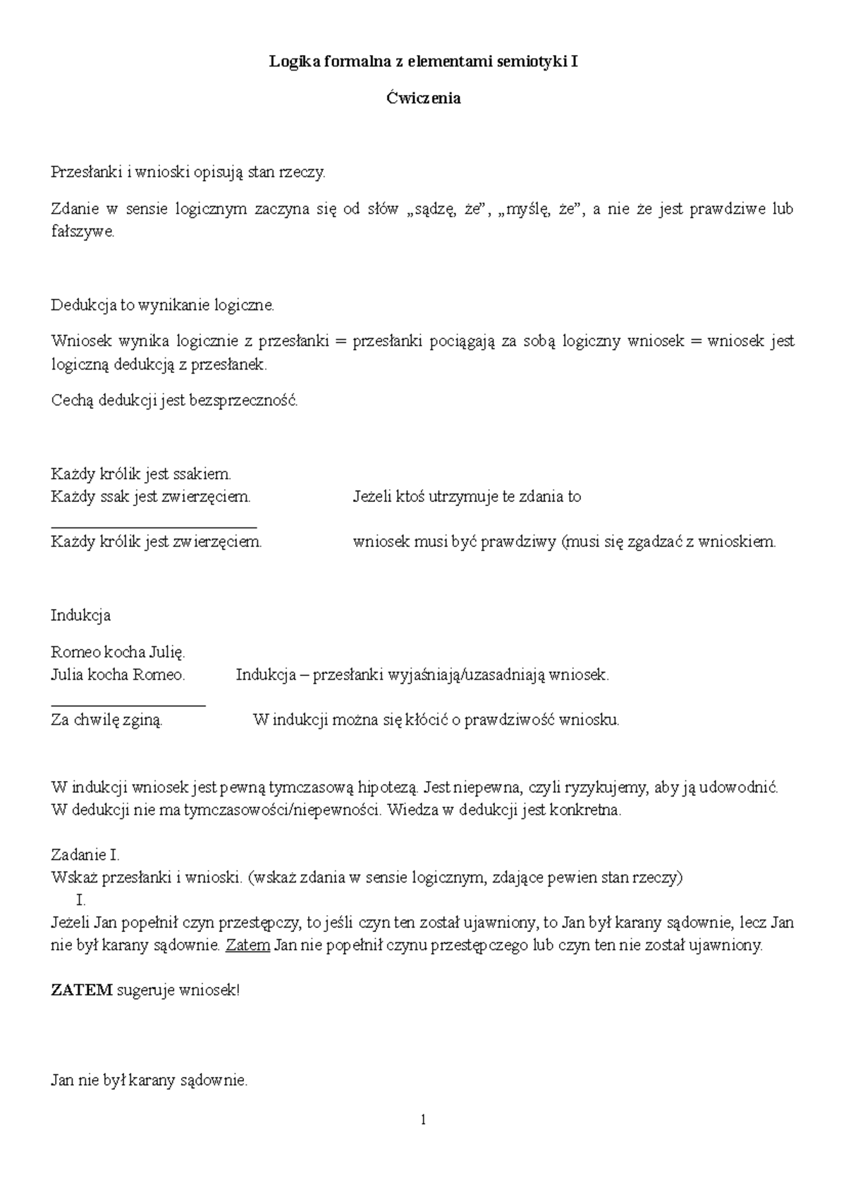 Logika formalna z elementami semiotyki I ćwiczenia - Logika formalna z ...