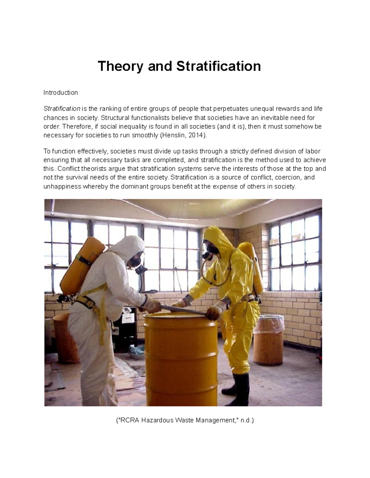 Theory and Stratification - Theory and Stratification Introduction Stratification is the ranking ...