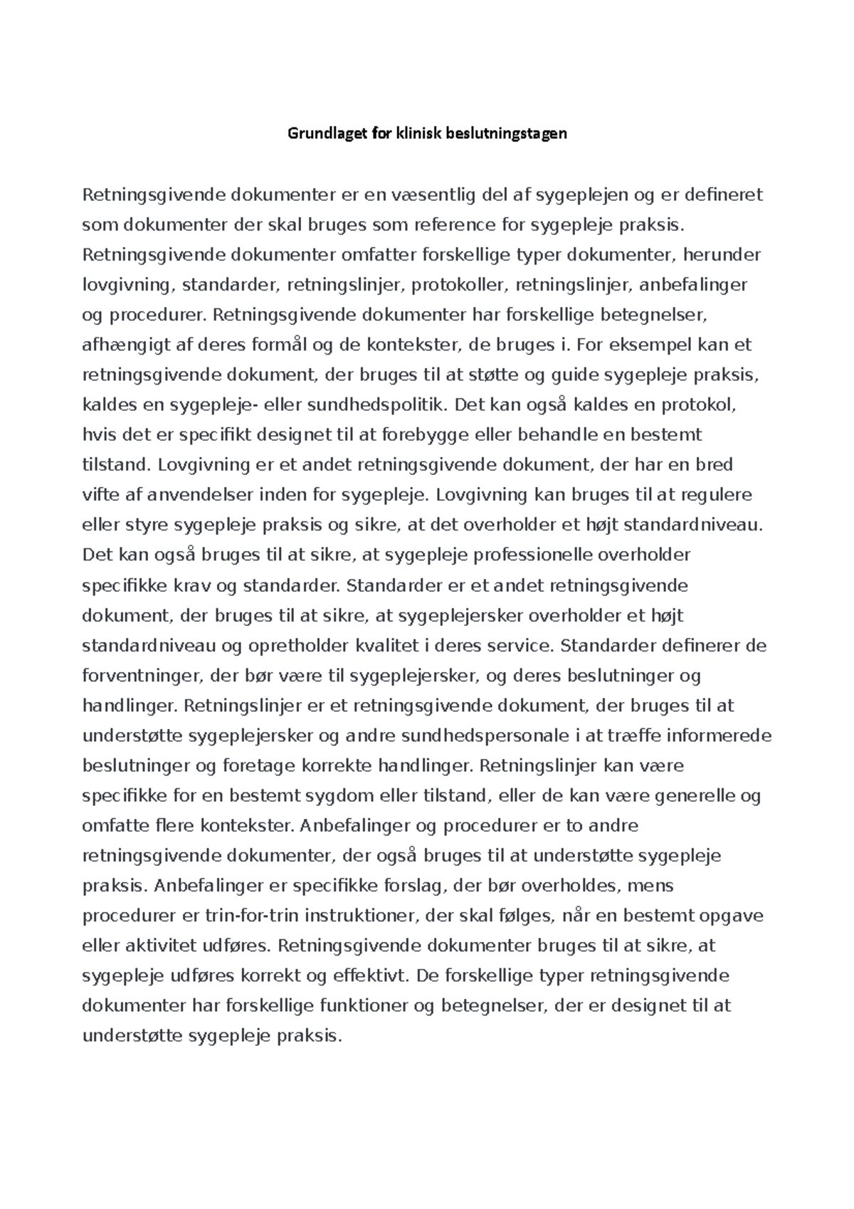 Grundlaget for klinisk beslutningstagen - Grundlaget for klinisk beslutningstagen ...