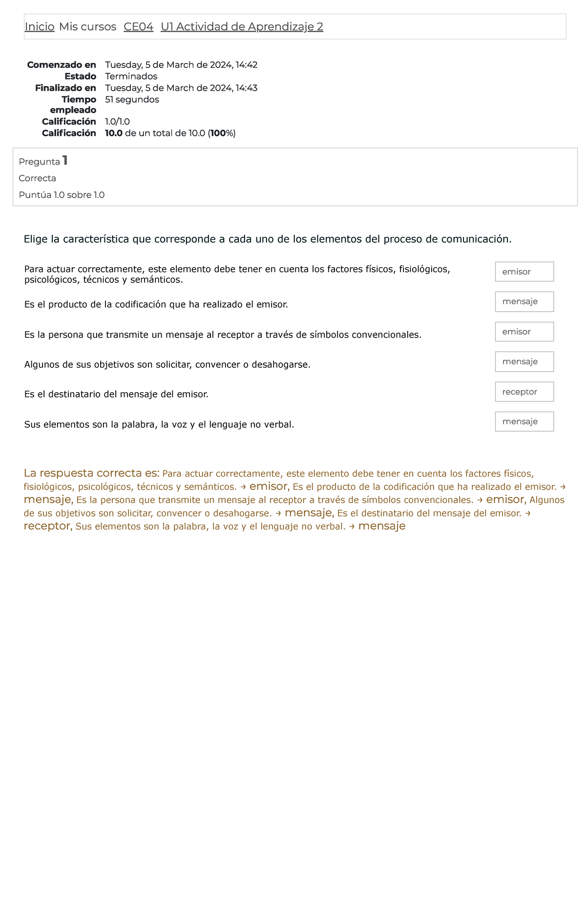Unidad 1 - Actividad 2 - Inicio Mis cursos CE 04 U 1 Actividad de Aprendizaje 2 Comenzado en ...