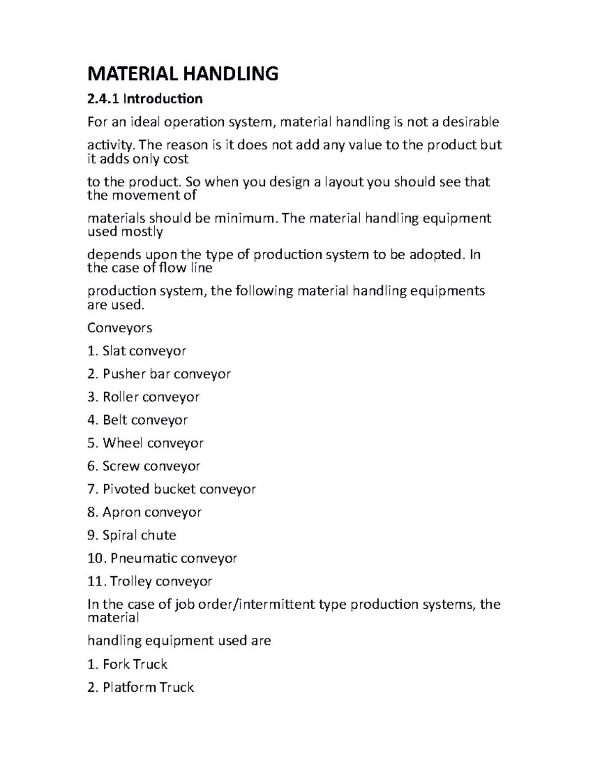 Material Handling and robotic handling - MATERIAL HANDLING 2.4 ...