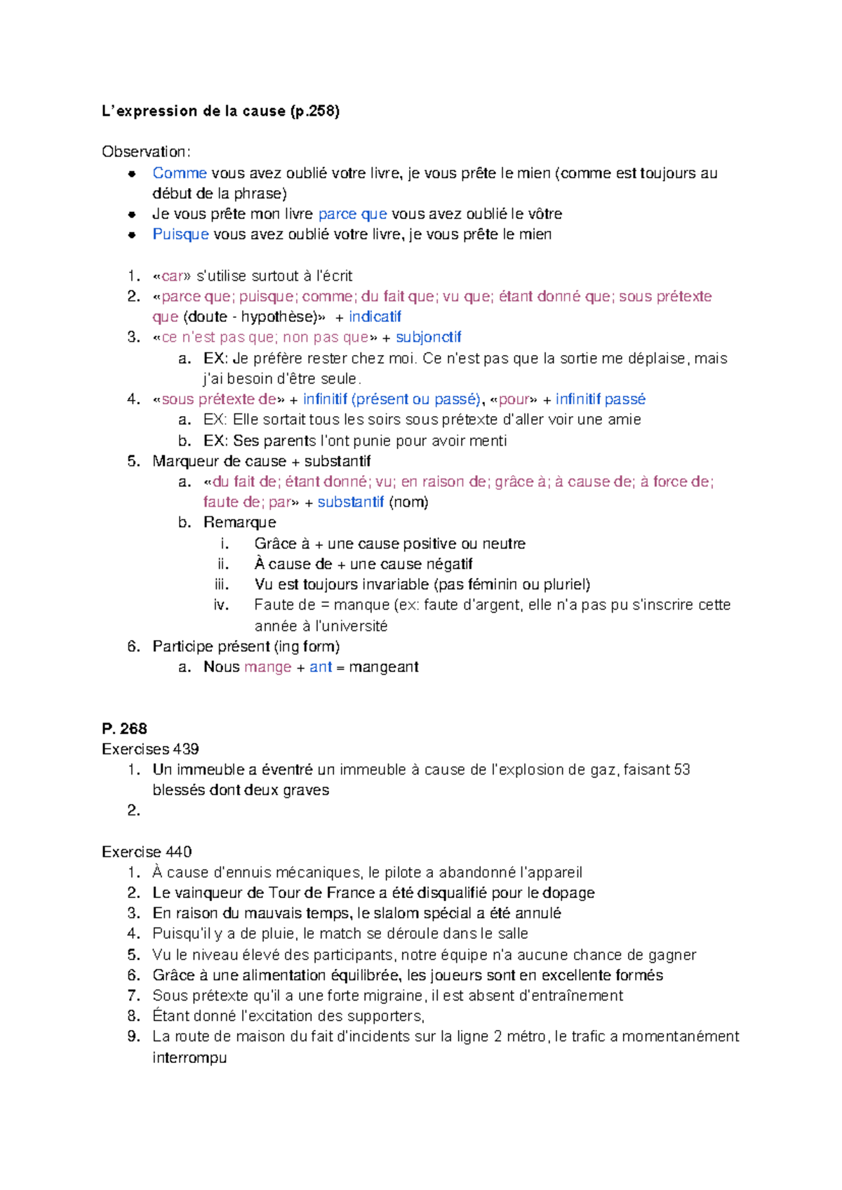 7. L’expression de la cause - L’expression de la cause (p) Observation ...