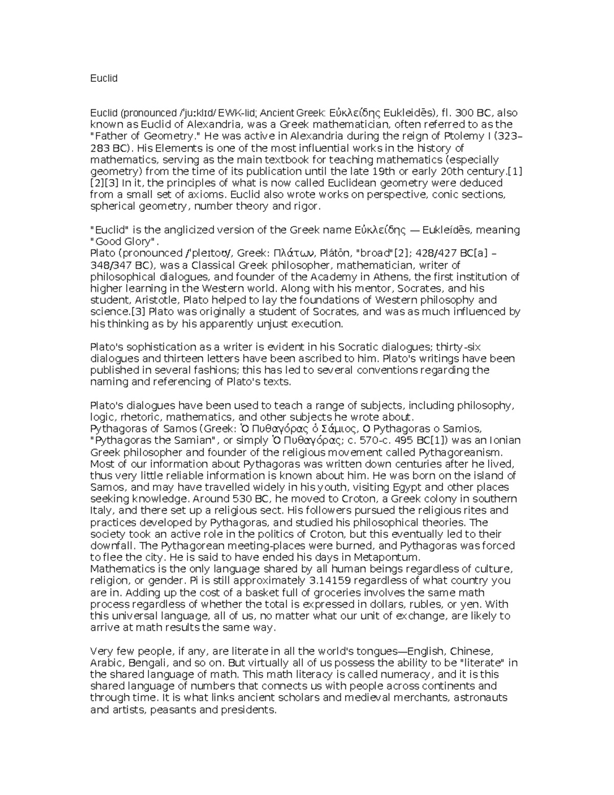 34959640-Math - Lecture notes 2 - Euclid Euclid (pronounced / ju kl d ...