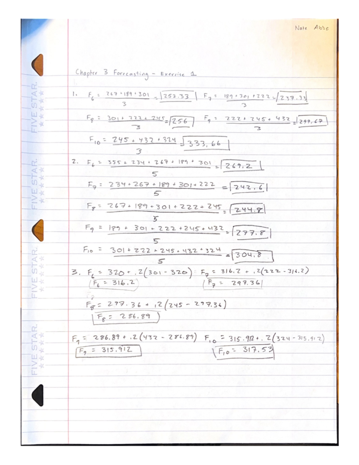 BUAD 306 Exercise 1 - Forecasting - Sabrina Grasso - BUAD306 - Studocu