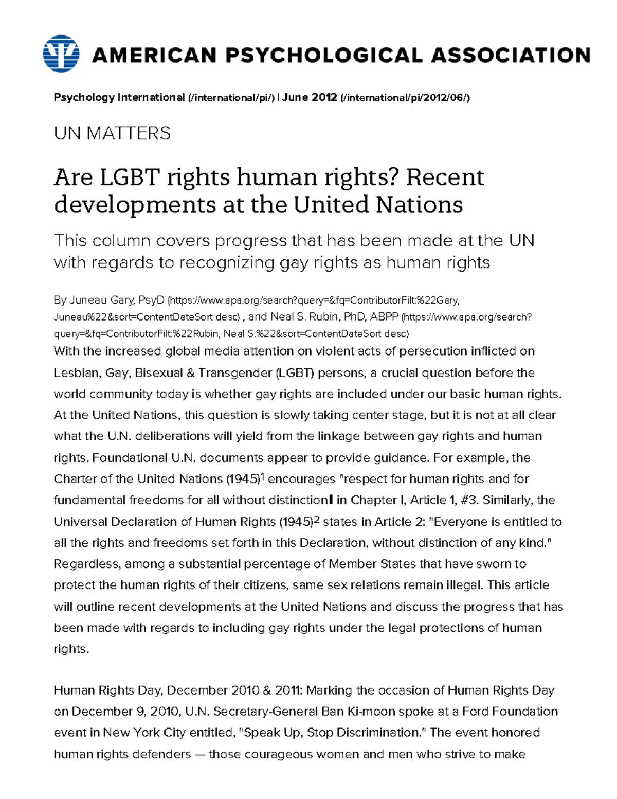 Are LGBT rights human rights Recent developments at the United Nations ...