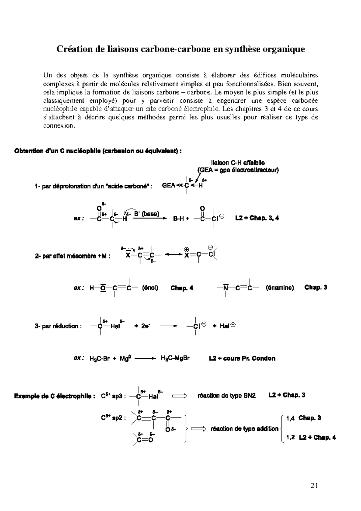 Chapitre 3 (Alkylations) - Création de liaisons carbone-carbone en ...