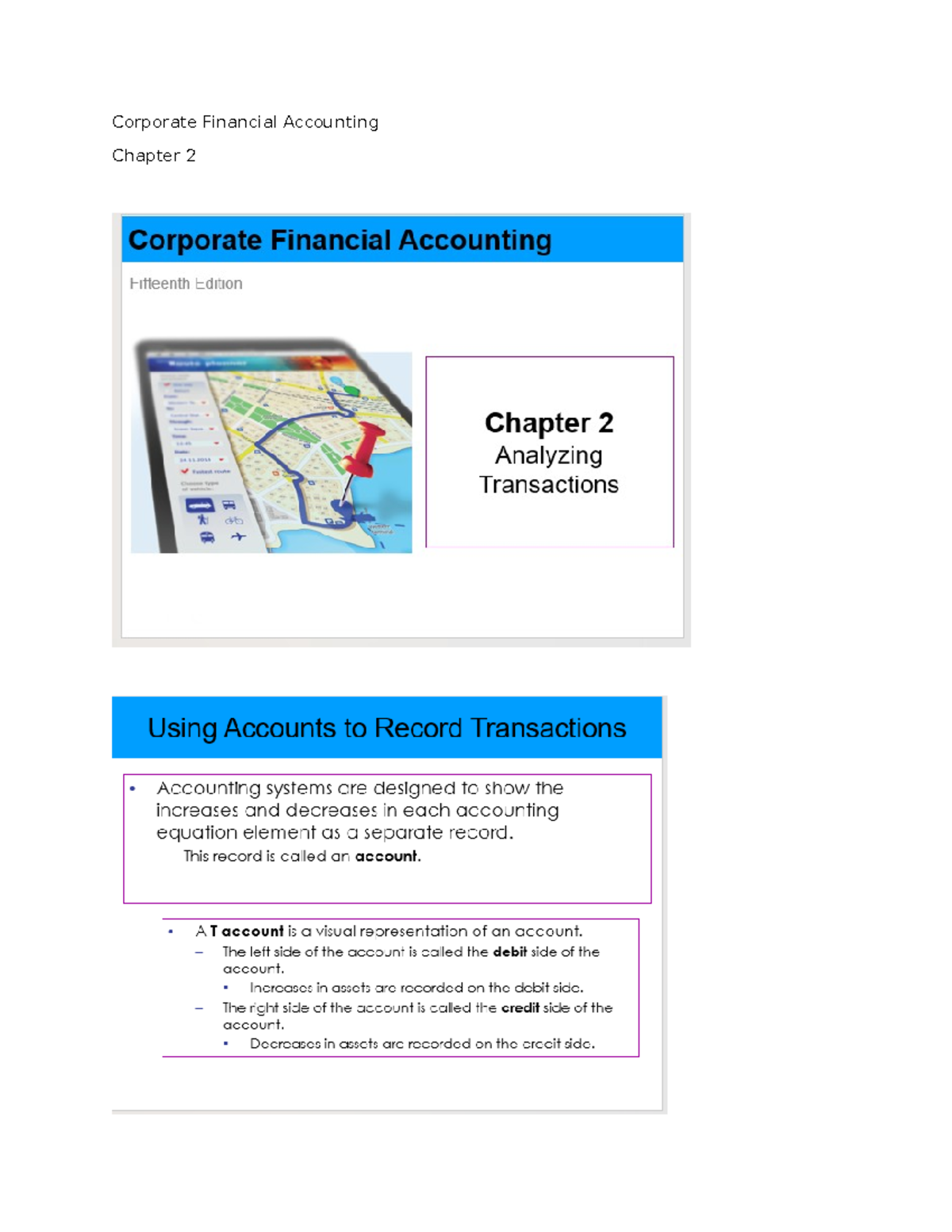 Chapter 2 - Notes - ACC201 - Corporate Financial Accounting Chapter 2 a ...