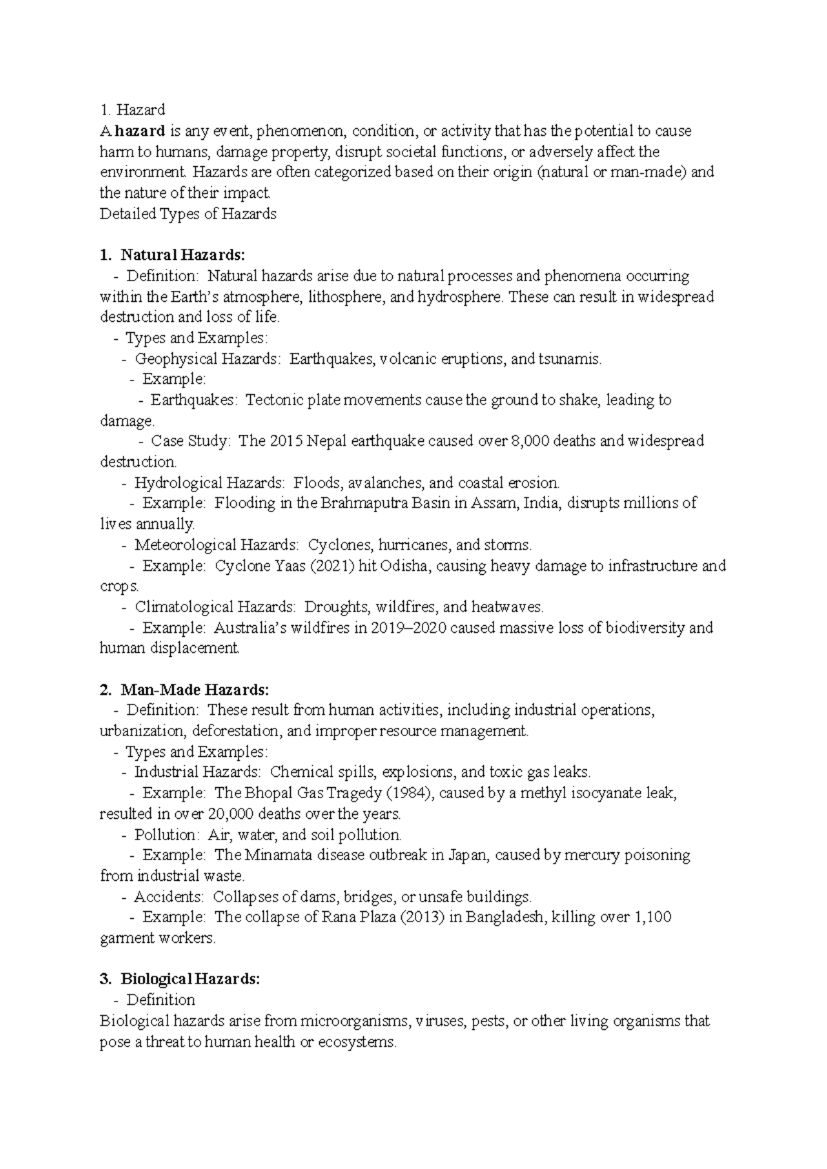 Chapter 1 - DMMM notes - Hazard A hazard is any event, phenomenon ...