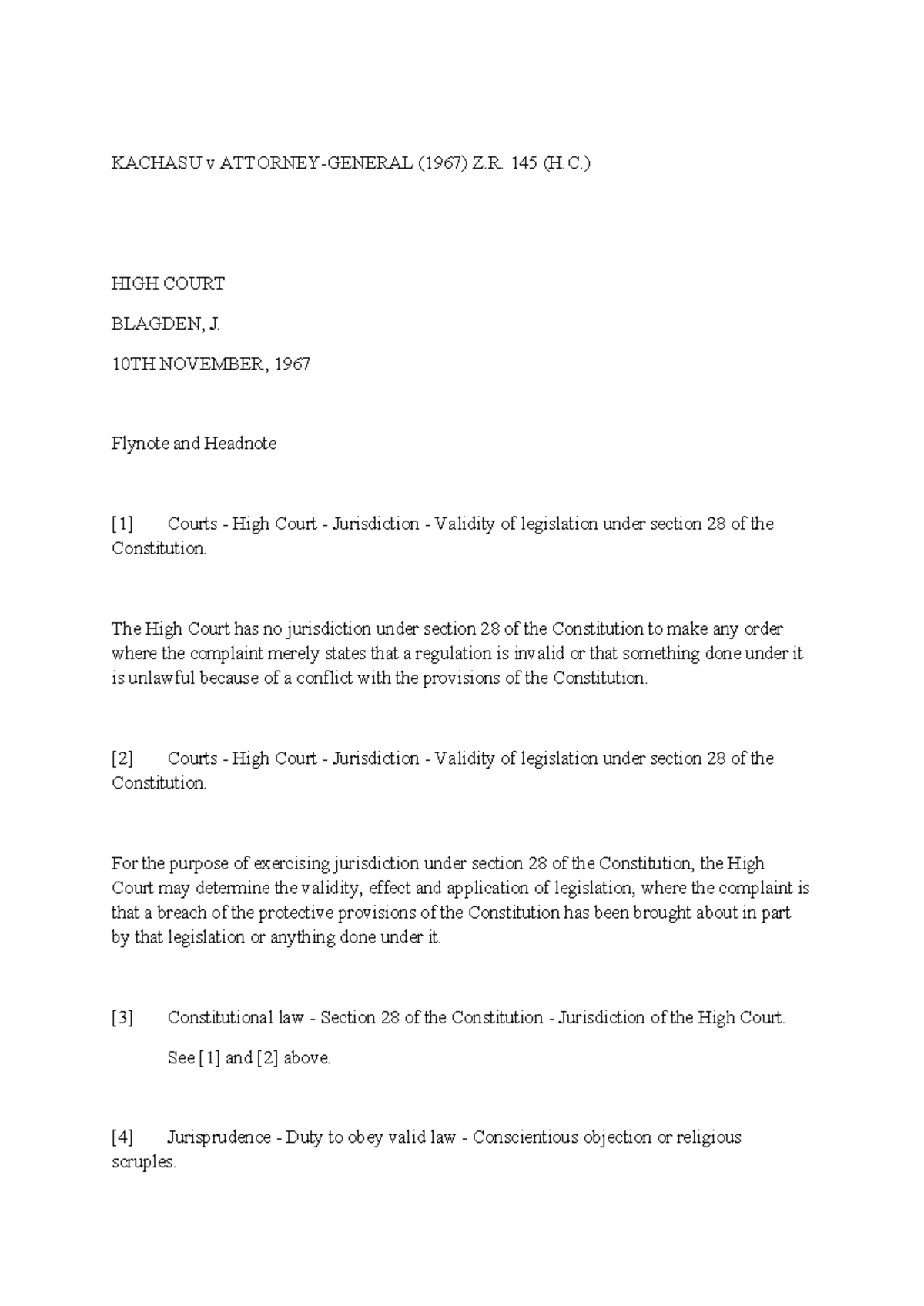 Kachasu V THE Attorney General - KACHASU v ATTORNEY-GENERAL (1967) Z ...