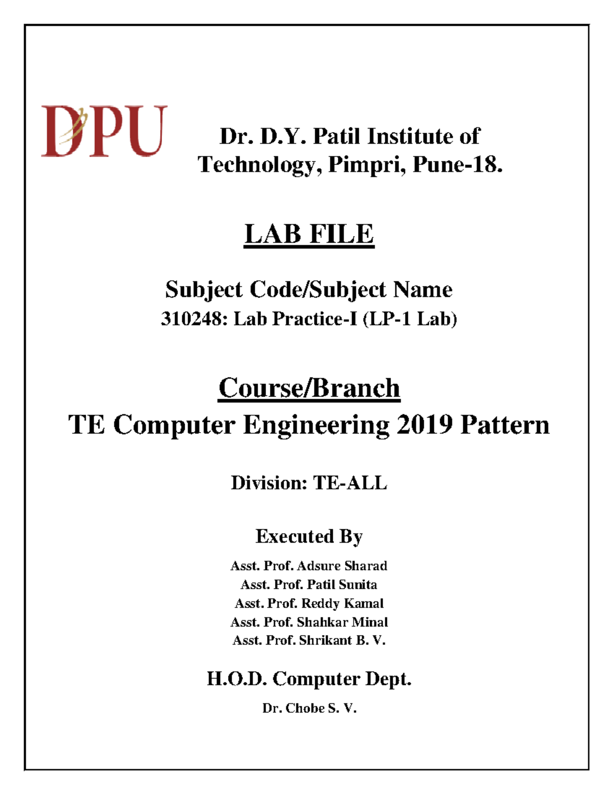 SPOS lab manual merged - Dr. D. Patil Institute of Technology, Pimpri ...