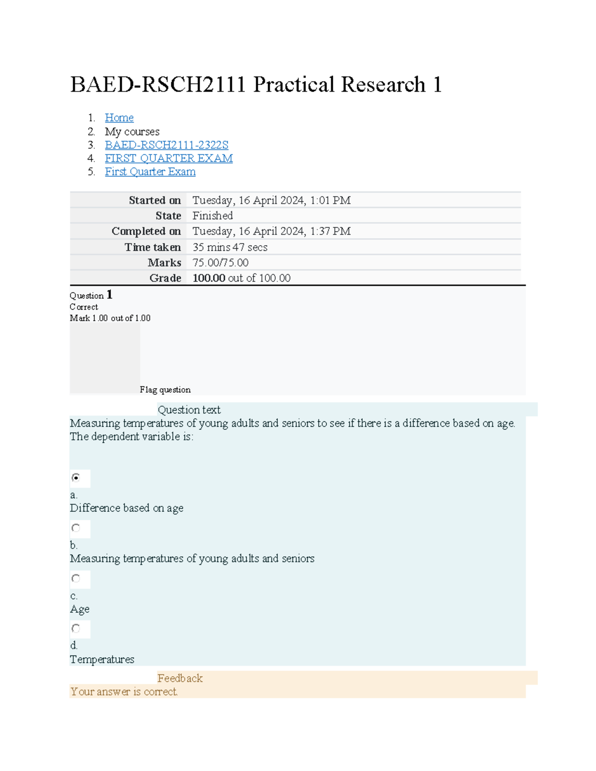 BAED-RSCH2111 Practical Research 1 EXAM 1st - BAED-RSCH2111 Practical ...