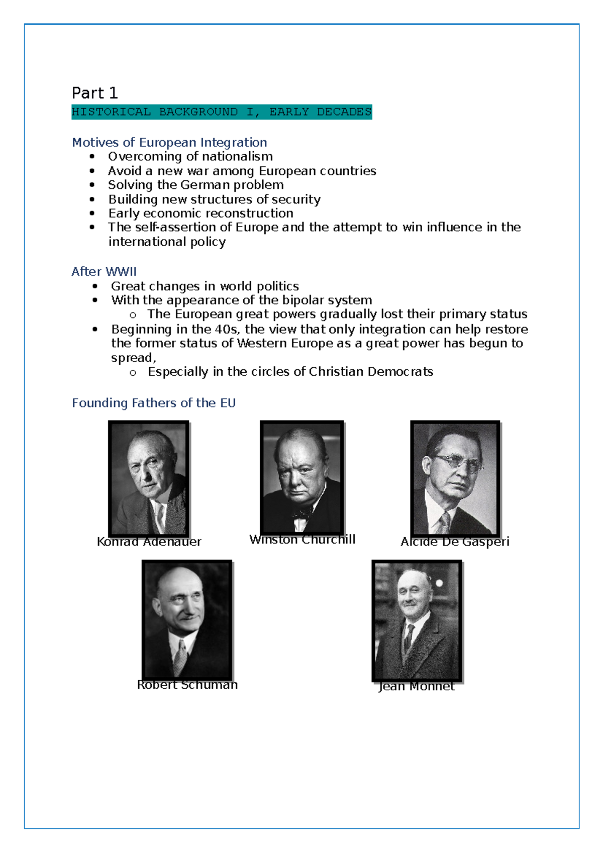 CFSP week 1 - Samenvatting van de aantekeningen van week 1 van EU ...