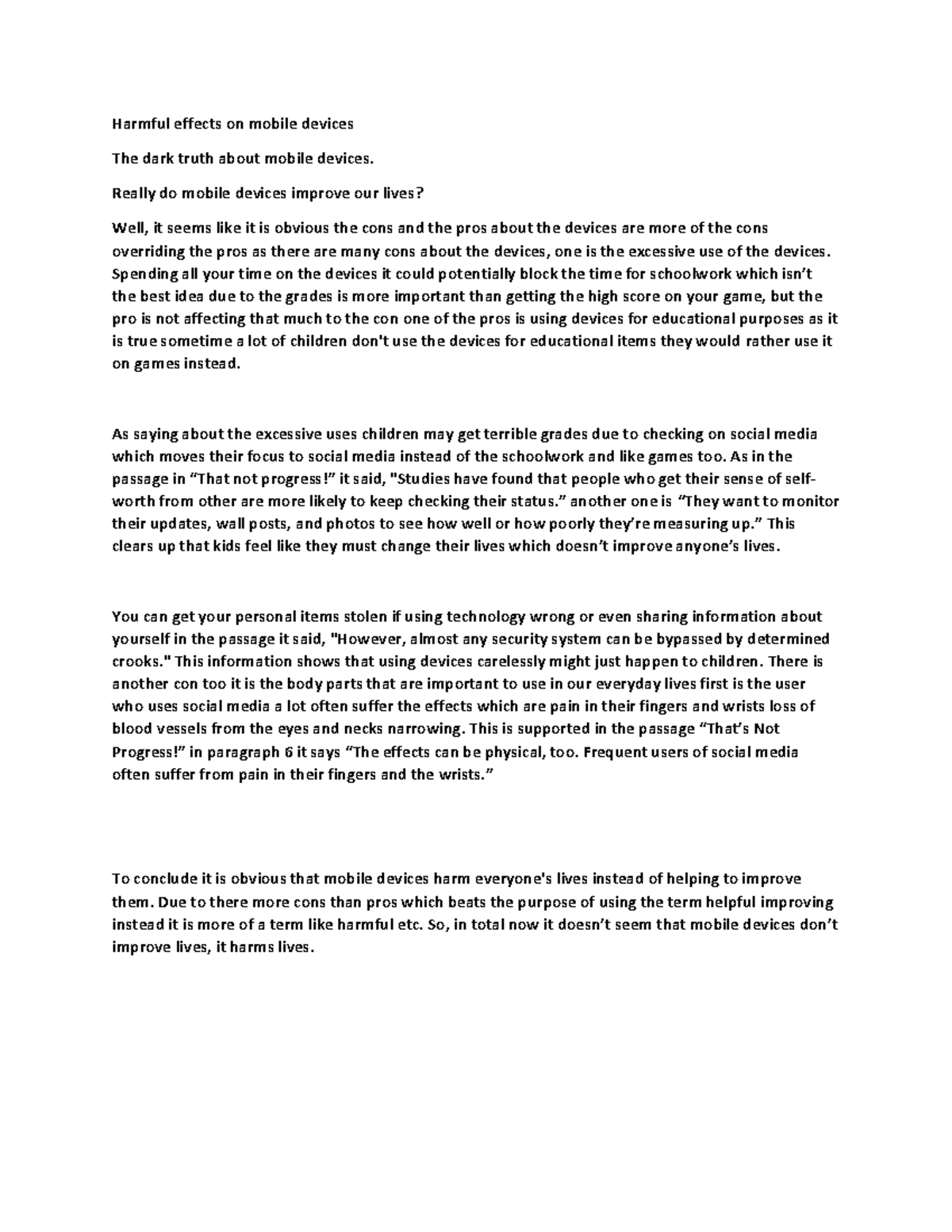 Harmful effects on mobile devices final - Harmful effects on mobile ...