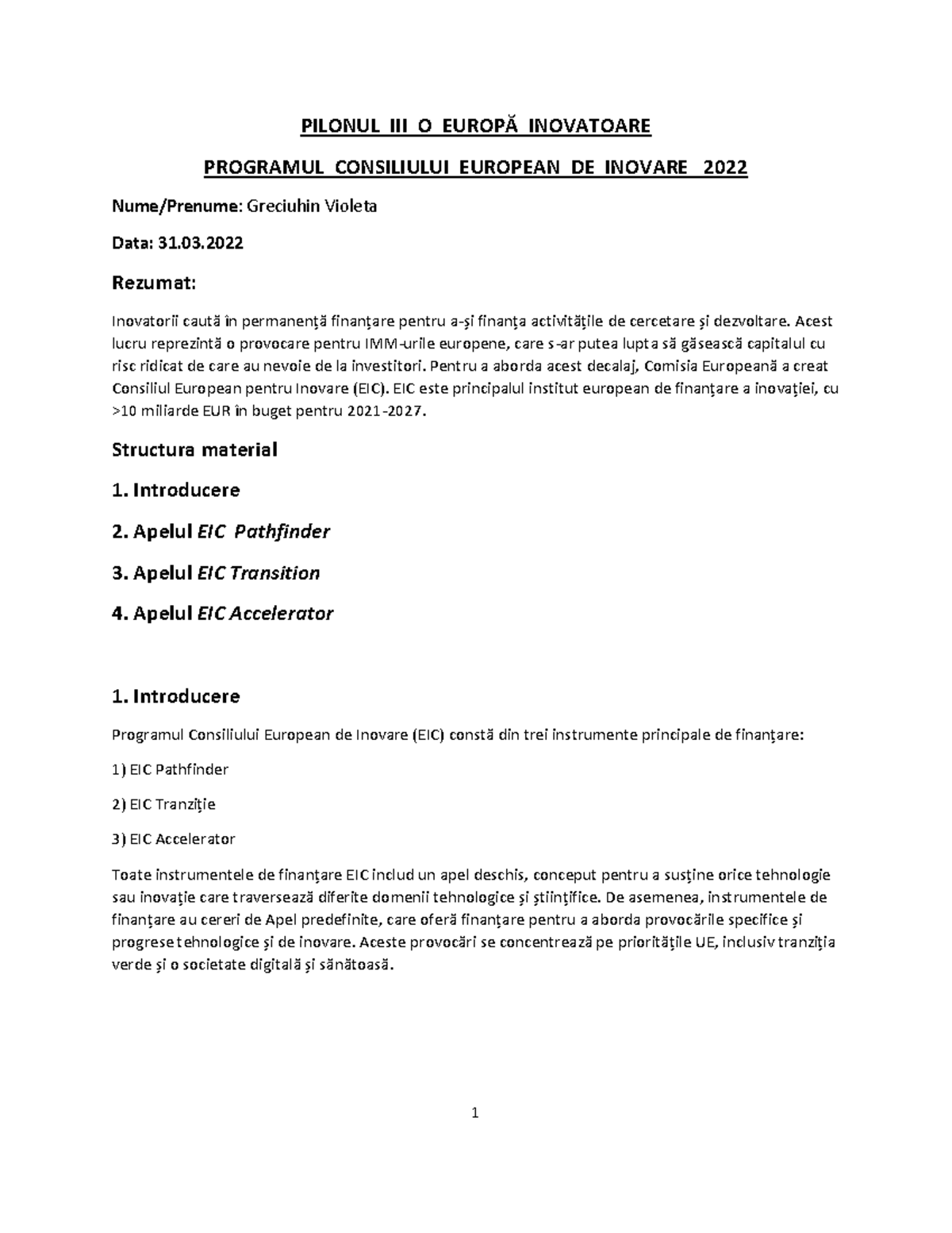 Oizont-Europa -Pilonul-III O-Europa-inovatoare - PILONUL III O EUROPĂ ...