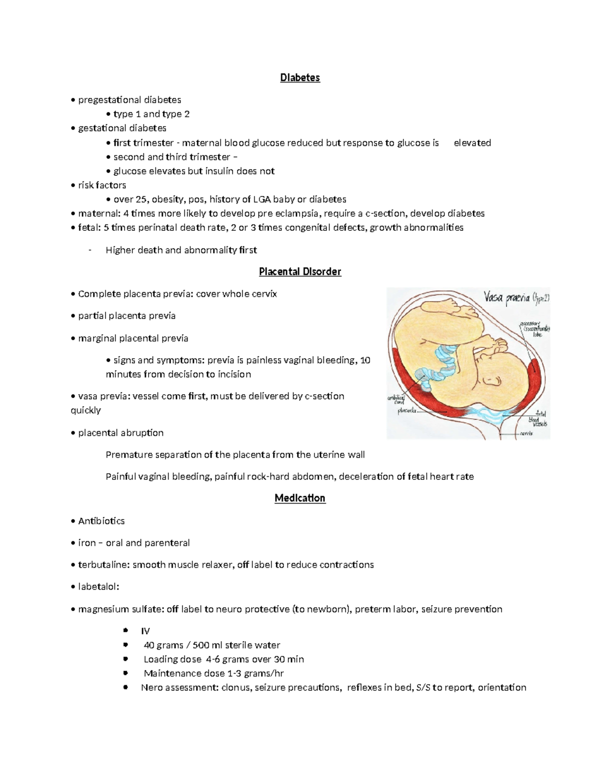 Week 6 - notes - Diabetes pregestational diabetes type 1 and type 2 ...