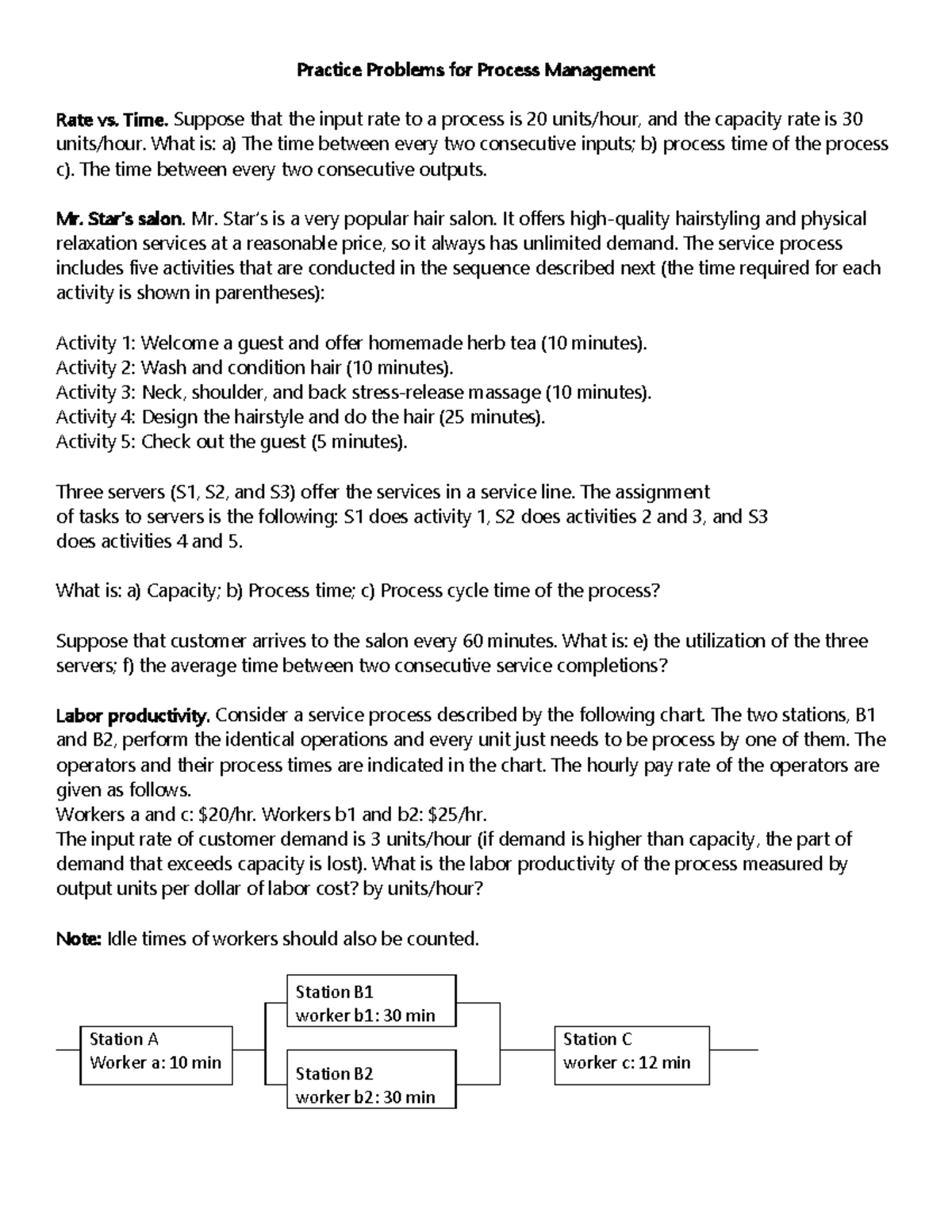 [Practice problems] Process analysis - Practice Problems for Process Management Rate vs. Time ...