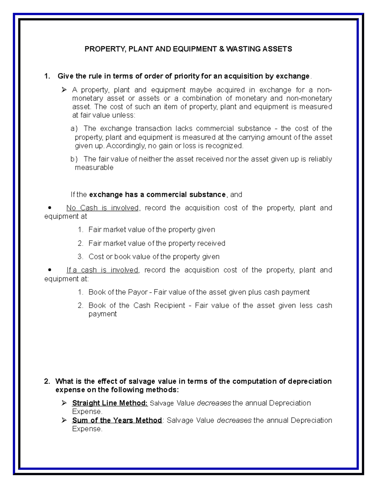 Property, Plant AND Equipment & Wasting Assets - PROPERTY, PLANT AND ...