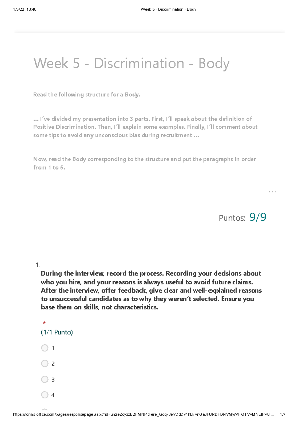 Week 5 - Discrimination - Body - Puntos: 9/ Week 5 - Discrimination ...
