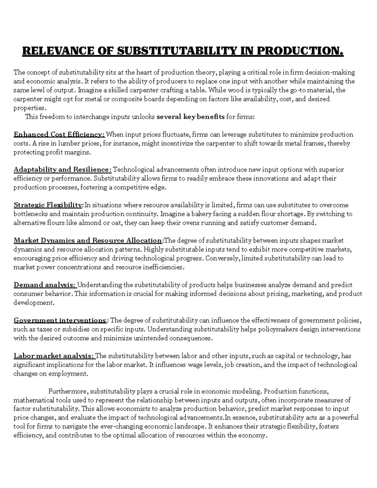 Relevance of substitutability - RELEVANCE OF SUBSTITUTABILITY IN ...