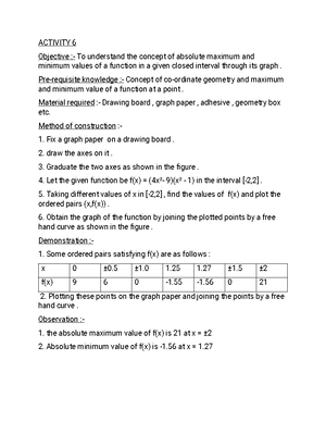 Activity 7 XII Maths - Activity OBJECTIVE MATERIAL ReQUIRED To verify ...