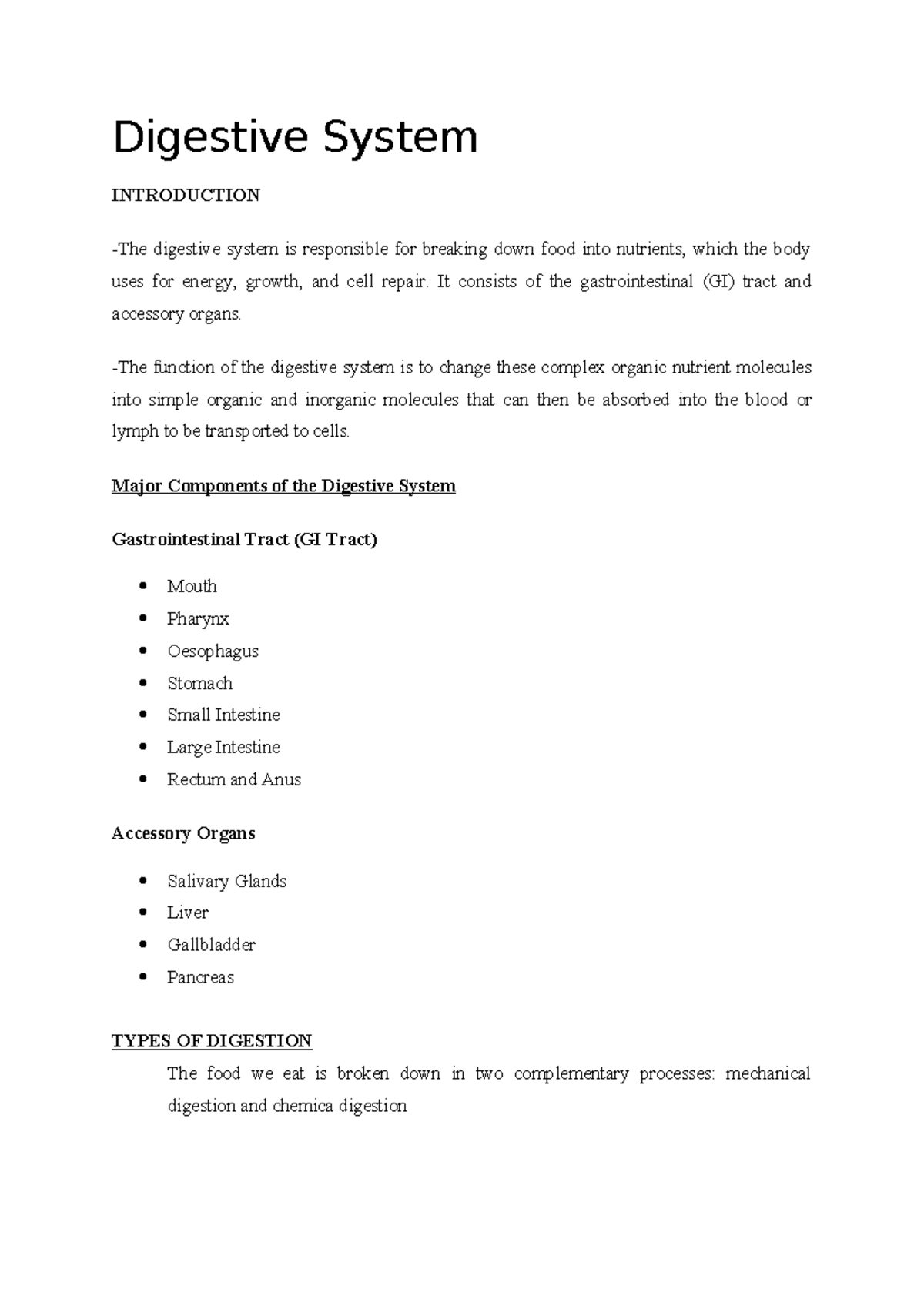 Digestive System reviewed-1 - Digestive System INTRODUCTION The ...