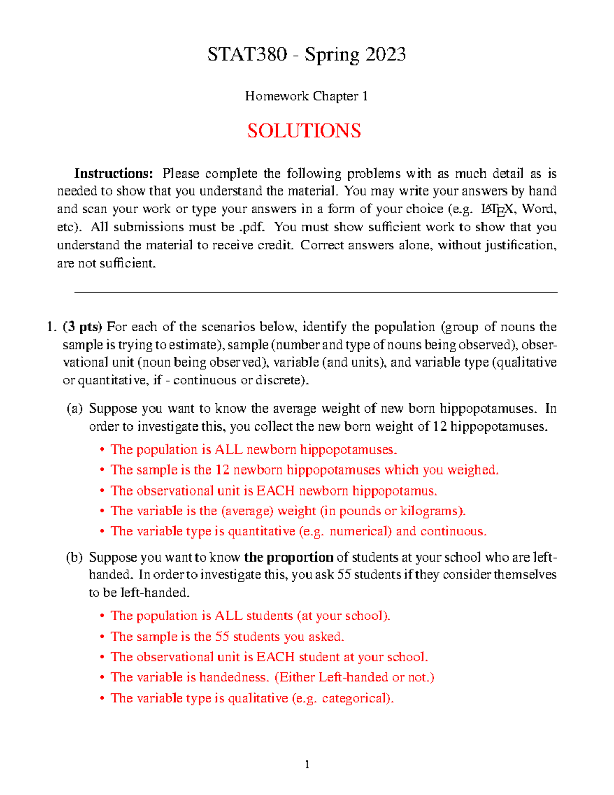 STAT380 S23 Homework Ch1 Solutions - STAT380 - Spring 2023 Homework Chapter 1 SOLUTIONS - Studocu