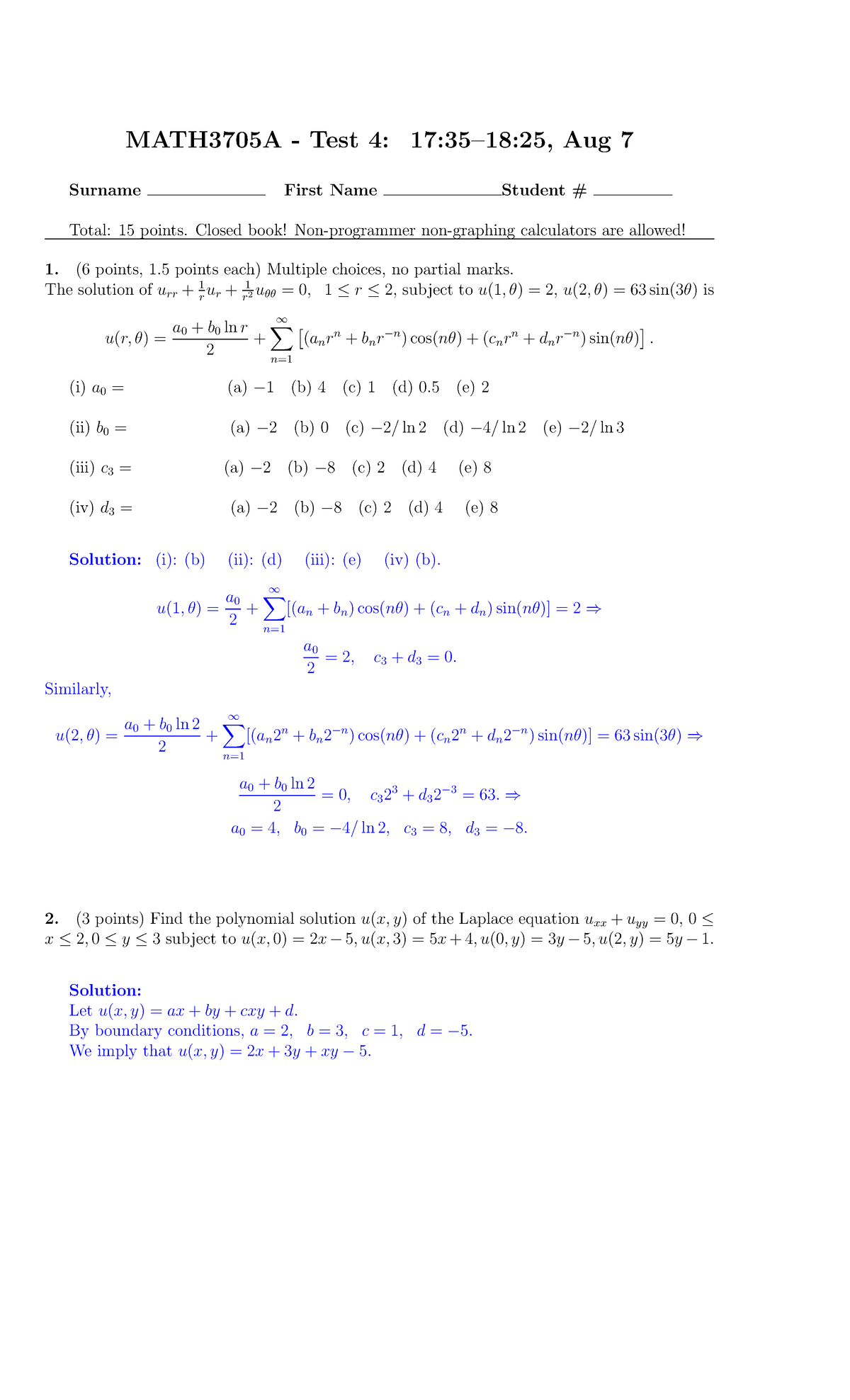 MATH3705-Test4-Summer - MATH3705A - Test 4: 17:35–18:25, Aug 7 Surname ...