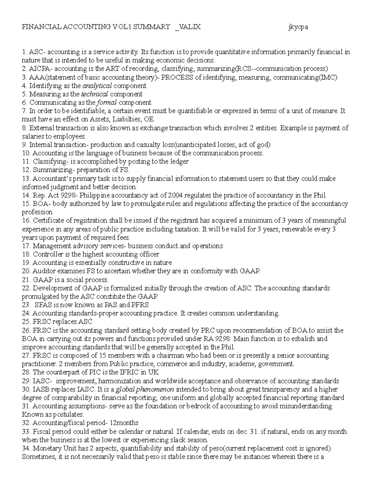 Financial Accounting 1 summary Valix - ASC- accounting is a service ...