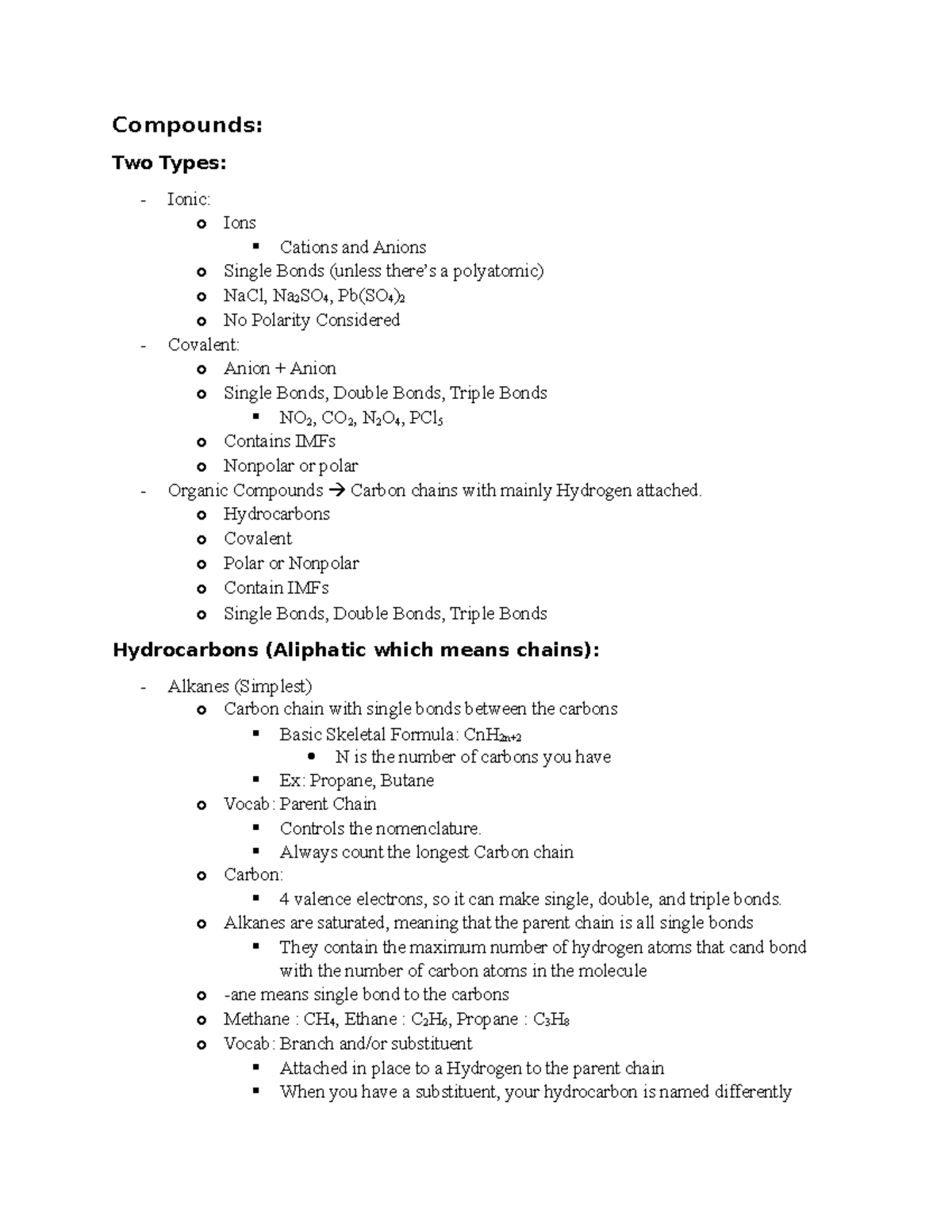 Chem Chapter 1 Notes - Compounds: Two Types: Ionic: o Ions Cations and ...