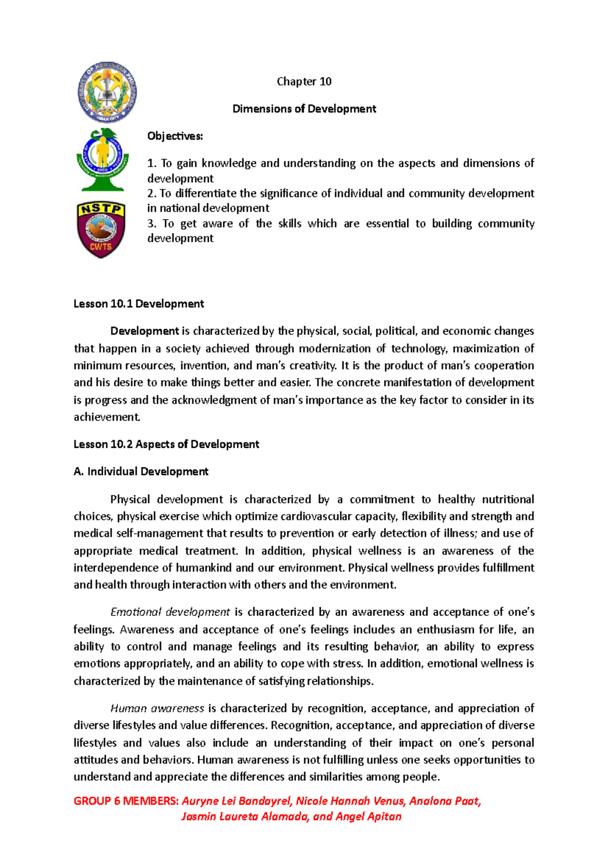 Chapter-X-Dimensions-of-Development- Group-6 Chapter-X-Dimensions-of ...