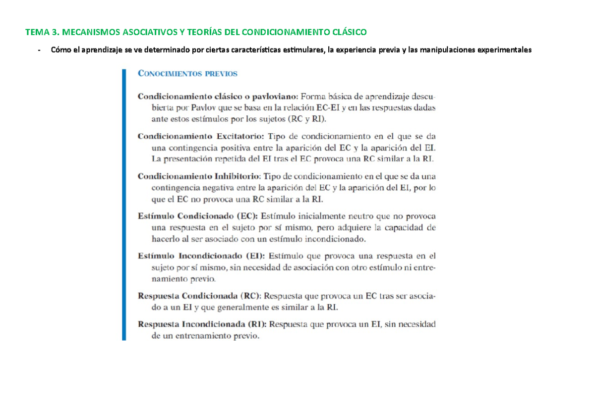 Apuntes CON Esquemas TEMA 3 - TEMA 3. MECANISMOS ASOCIATIVOS Y TEORÍAS ...
