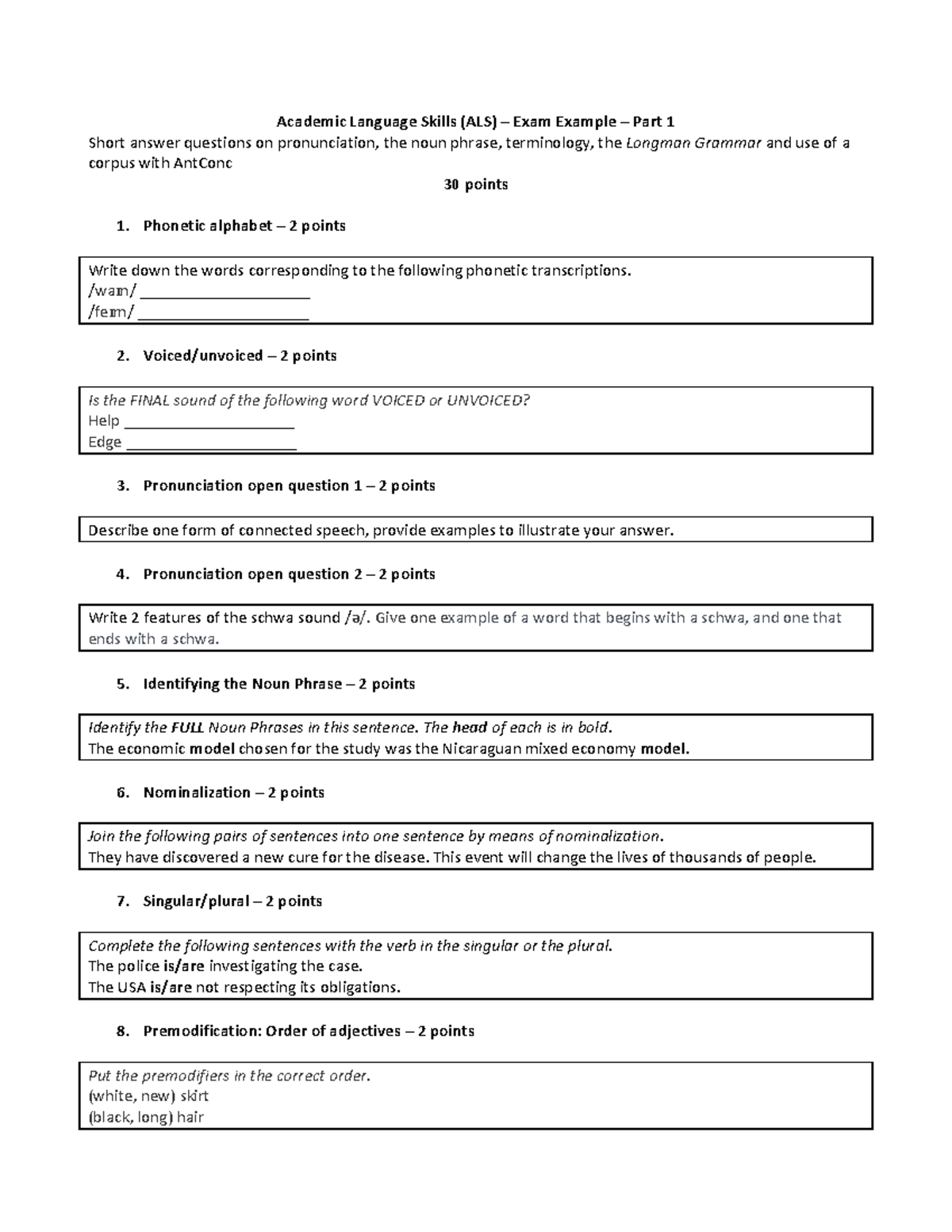 Exam ALS part1 2022 FAC Simile - Academic Language Skills (ALS) – Exam ...
