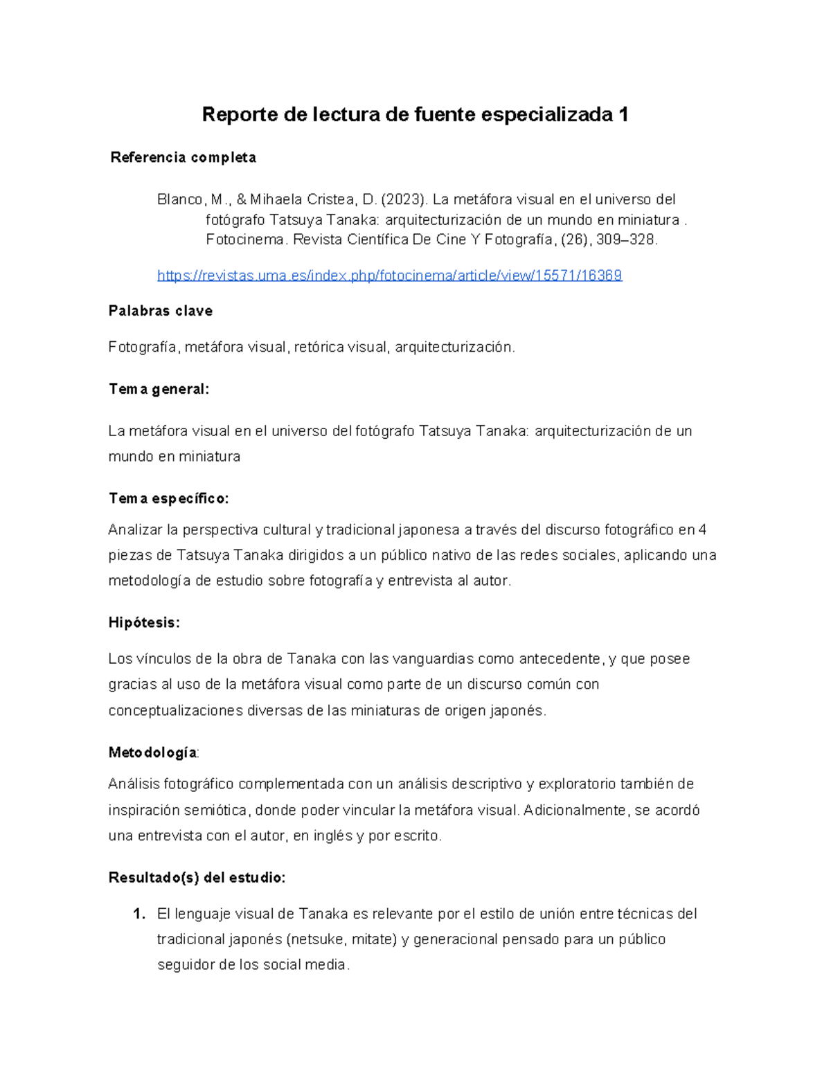 Reporte DE Lecturas Curasi LINO docx - Reporte de lectura de fuente especializada 1 Referencia ...
