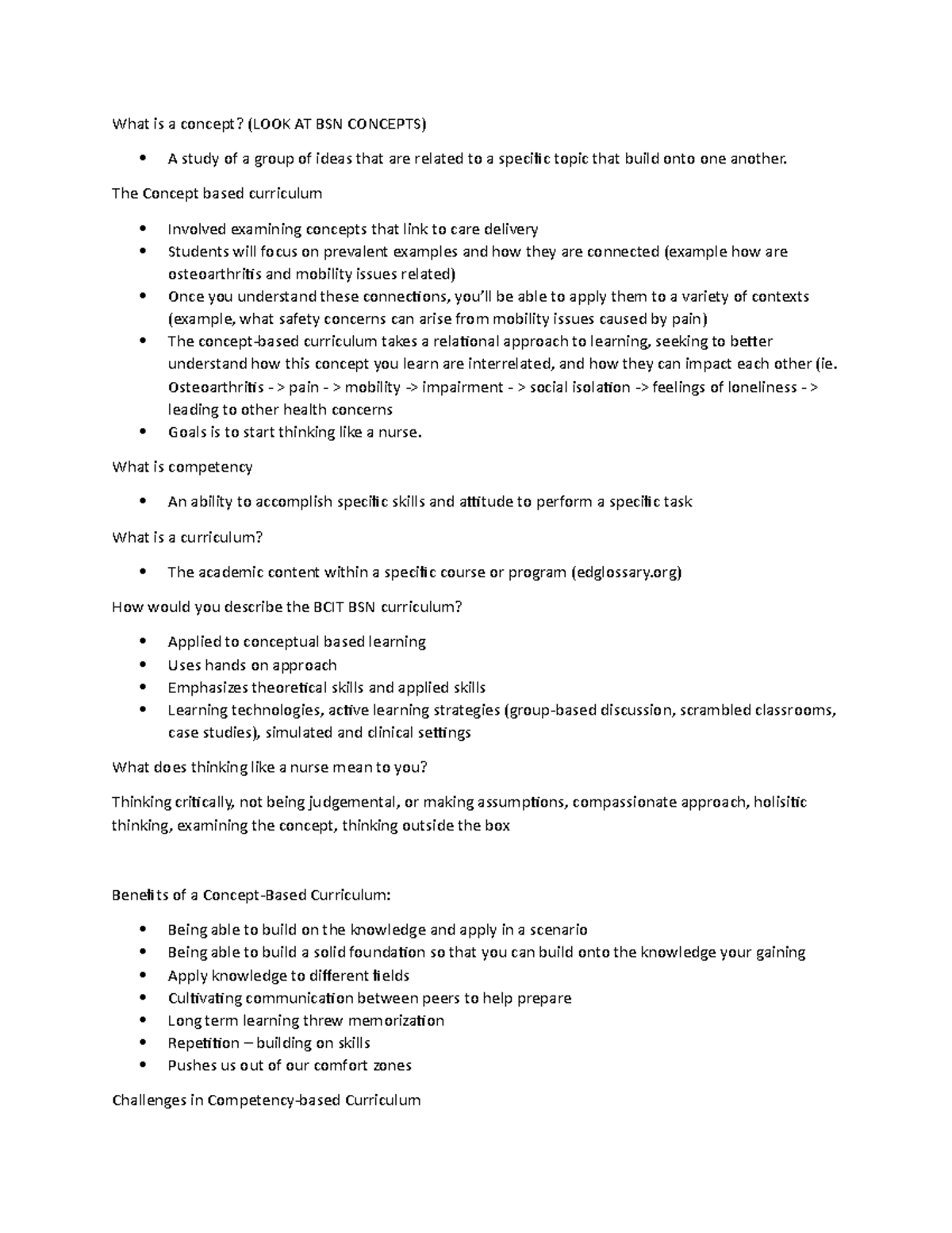 Module 3 - notes - What is a concept? (LOOK AT BSN CONCEPTS) A study of ...