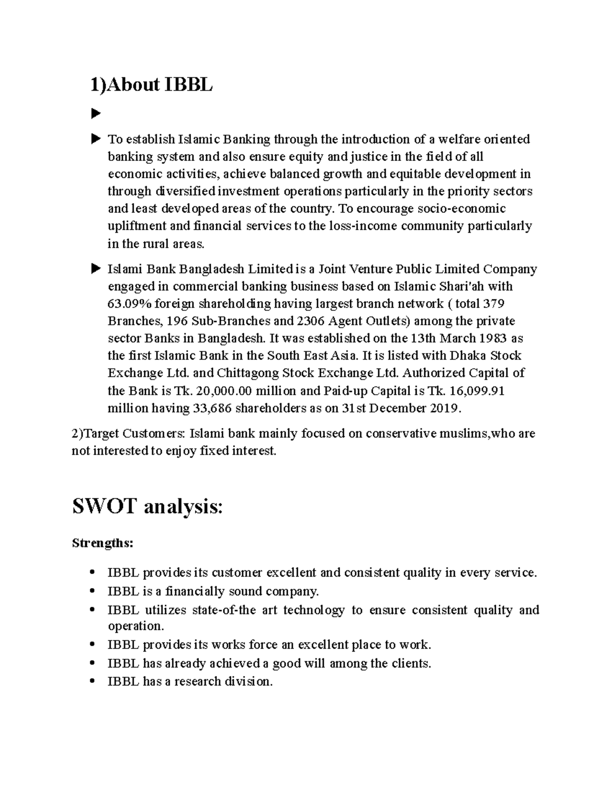 Islami bank banglADESH LIMITED - 1)About IBBL To establish Islamic ...