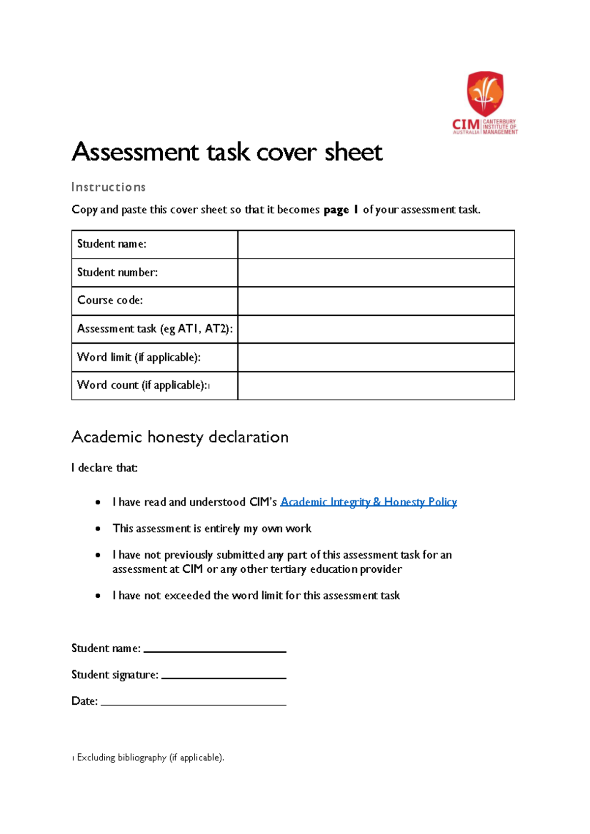 CIM Assessment Task Cover Sheet - Object Oriented Language - Punjab ...