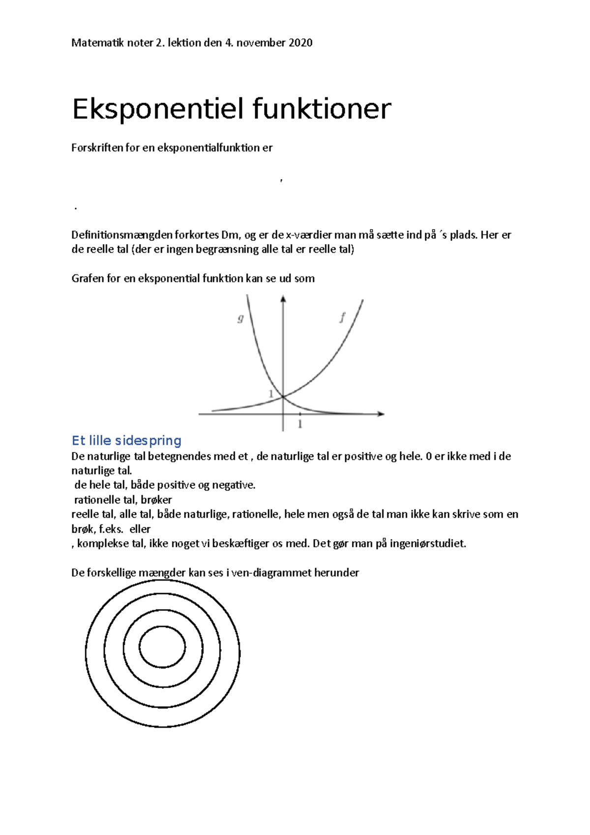 1 Eksponentialfunktioner - Matematik noter 2. lektion den 4. november ...