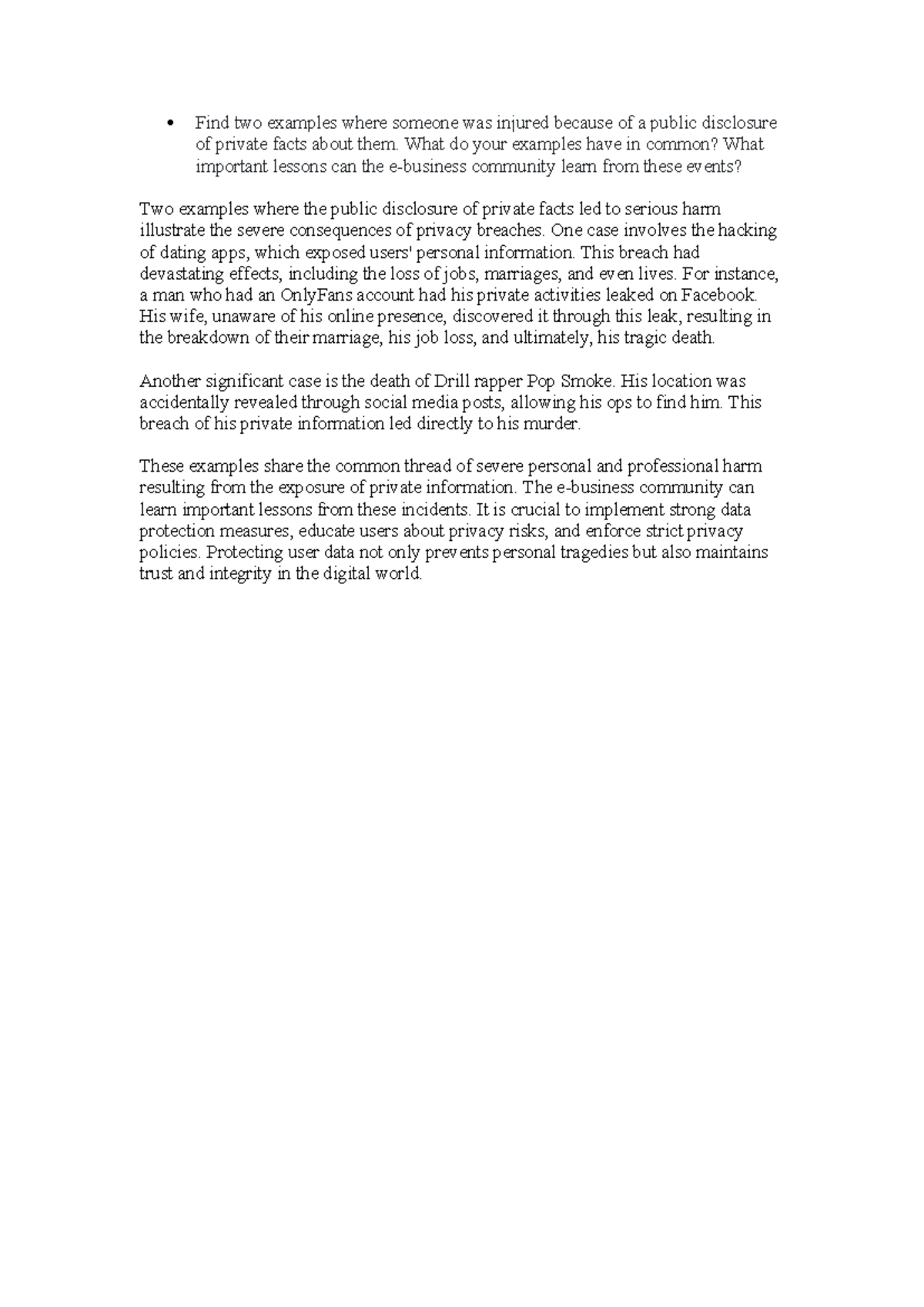 E-commerce Discussion Forum Unit 7 - Find two examples where someone was injured because of a ...