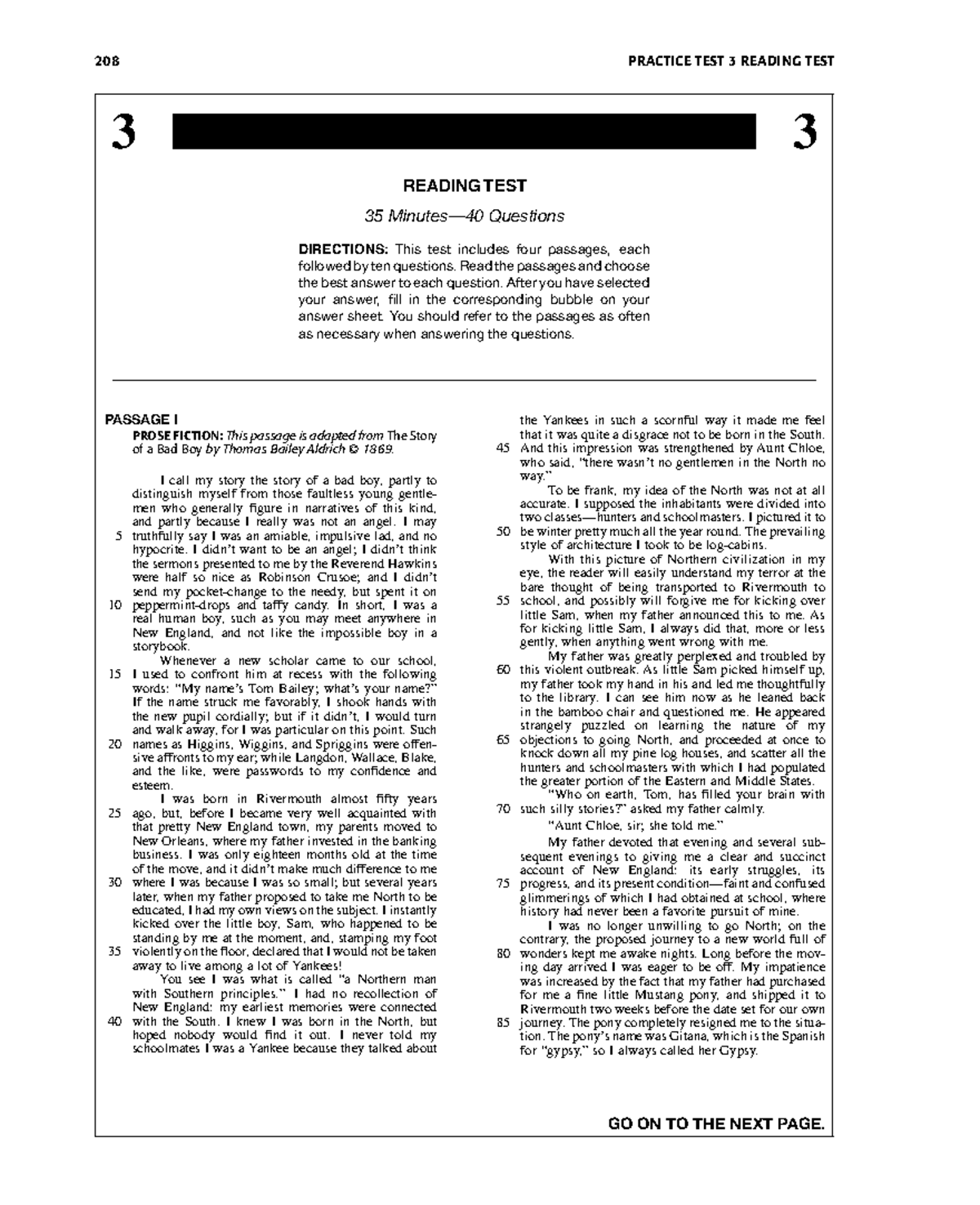 Act reading passage - Practice passsages - 3 3 READING TEST 35 Minutes ...
