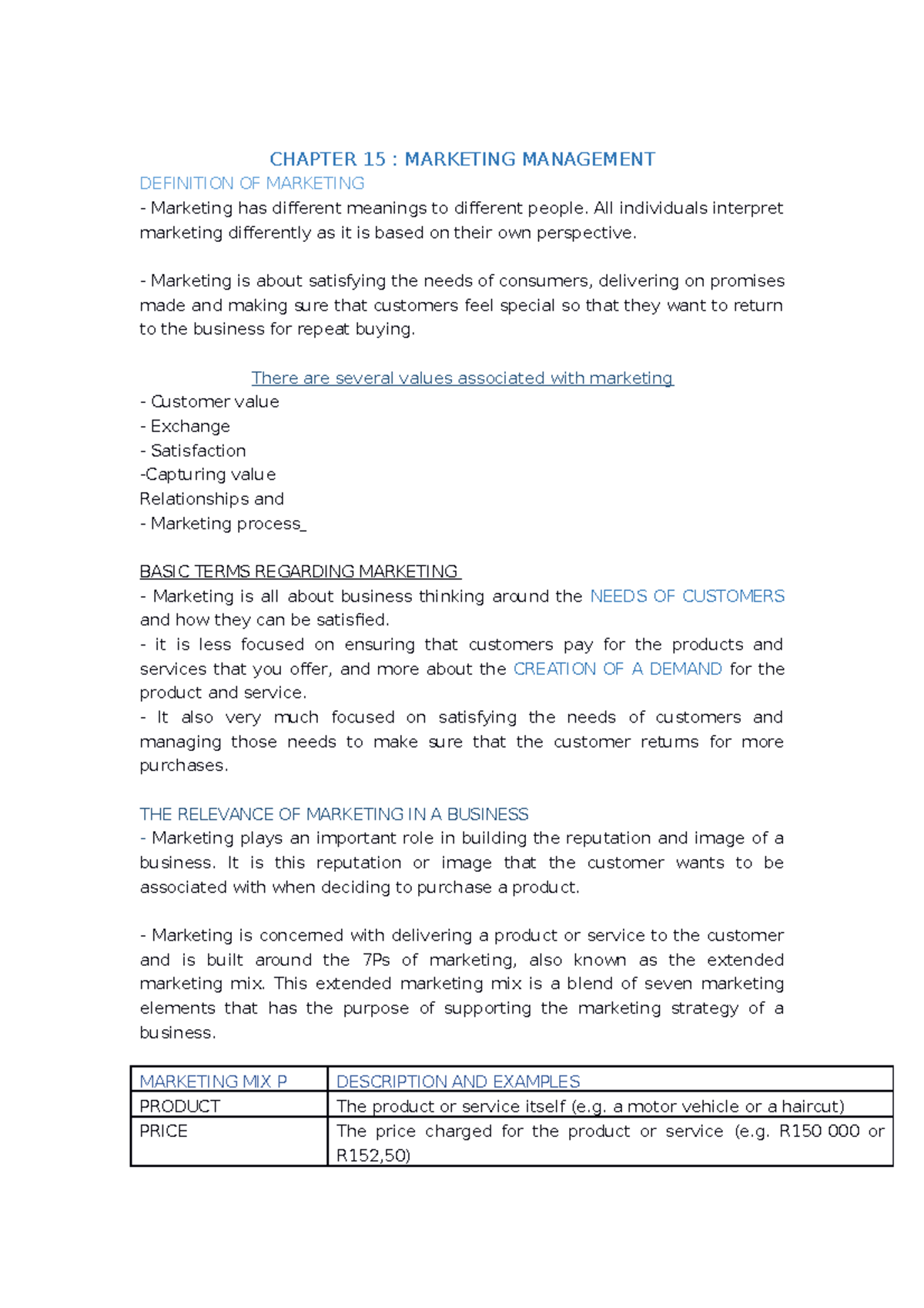 Chapter 15 - Marketing - CHAPTER 15 : MARKETING MANAGEMENT DEFINITION ...