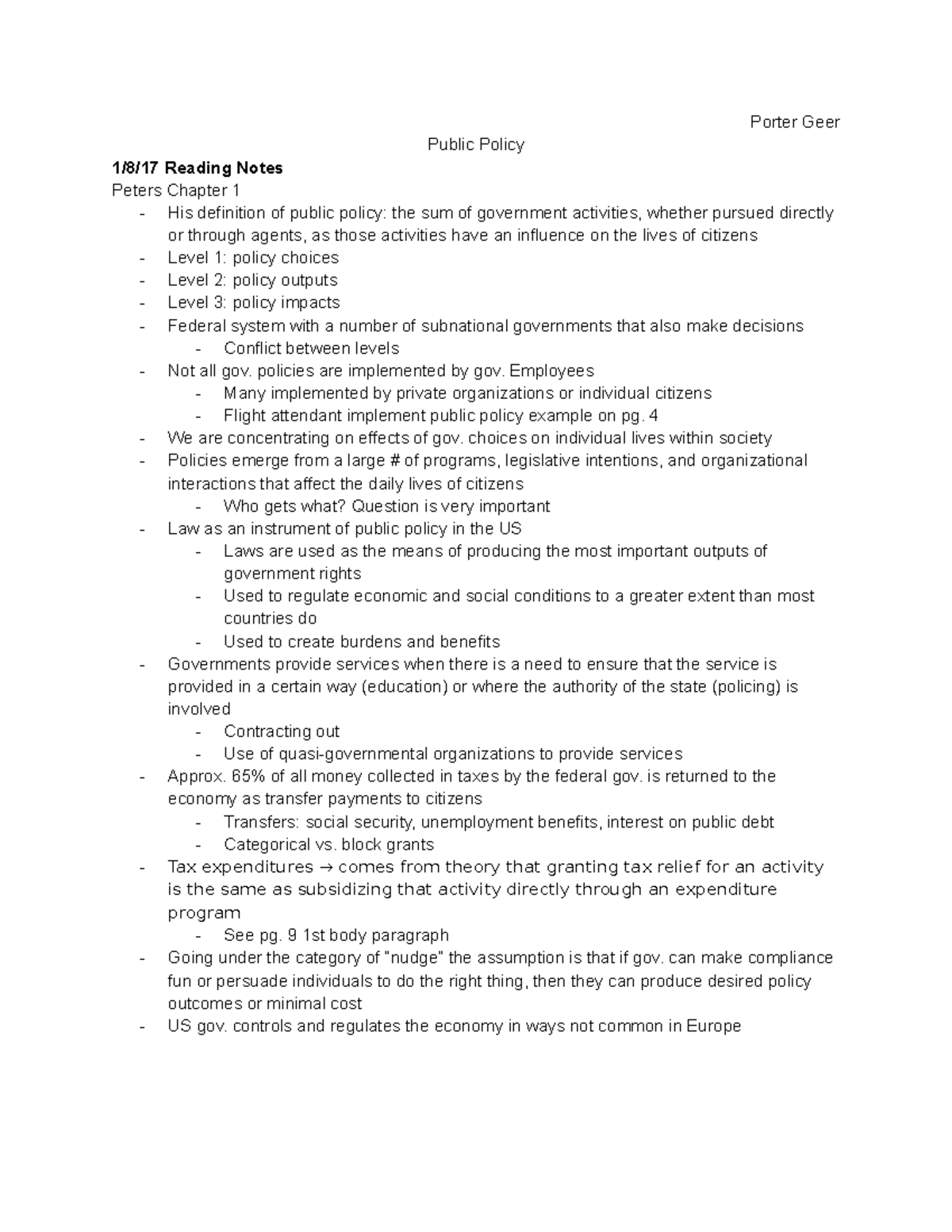 Public Policy 2700 - extremely detailed notes, Matthew Shaw as teacher ...