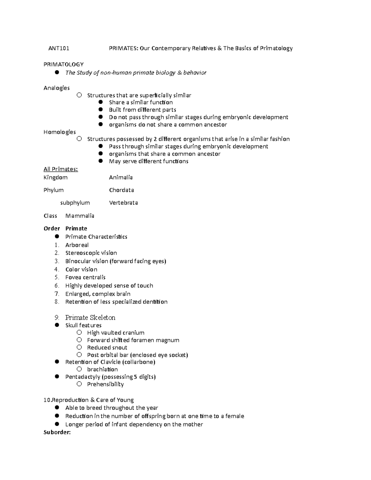 Primatology - Prof. Sherry Fukuzawa - ANT101 PRIMATES: Our Contemporary ...