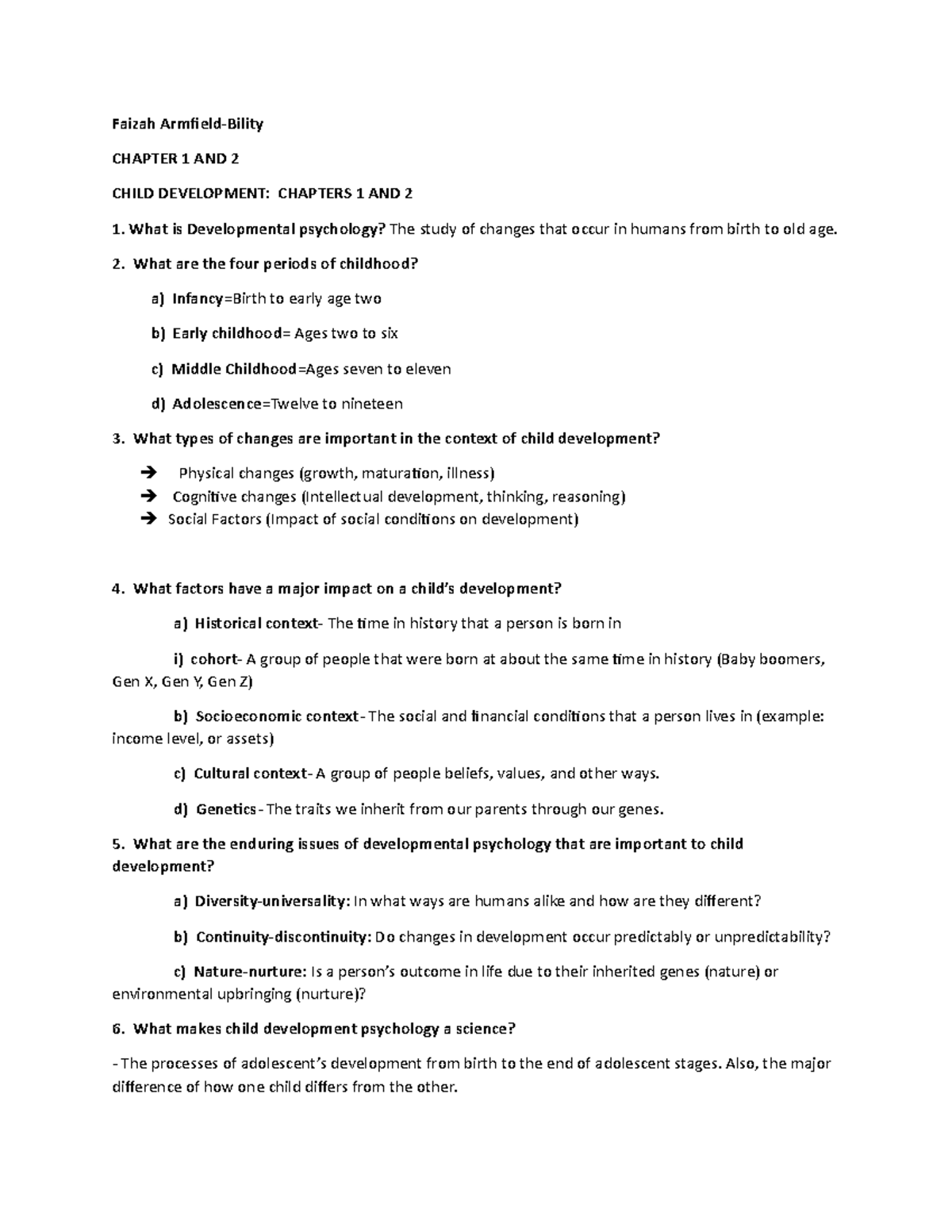 Child Development EXAM#1 Study guide - Faizah Armfield-Bility CHAPTER 1 ...