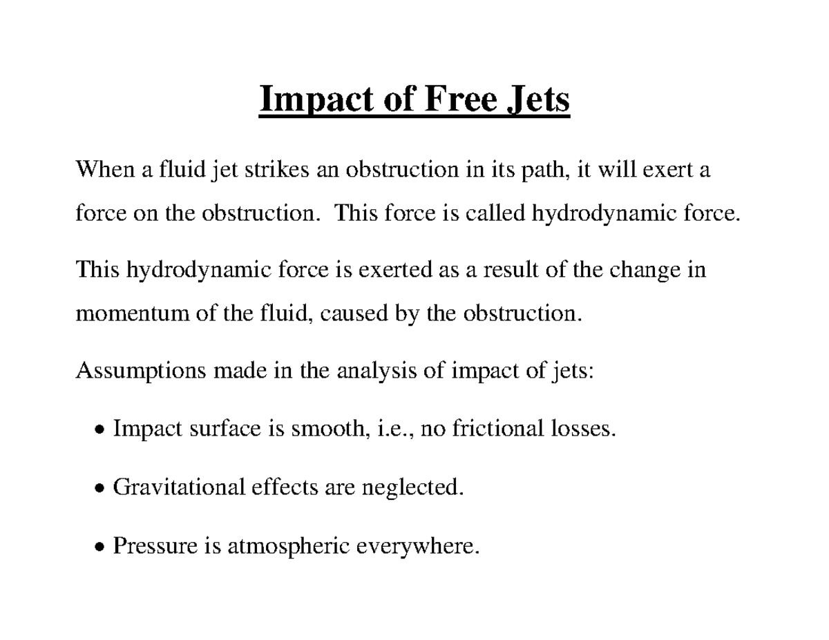 1 - :) Enjoy - Impact of Free Jets When a fluid jet strikes an ...