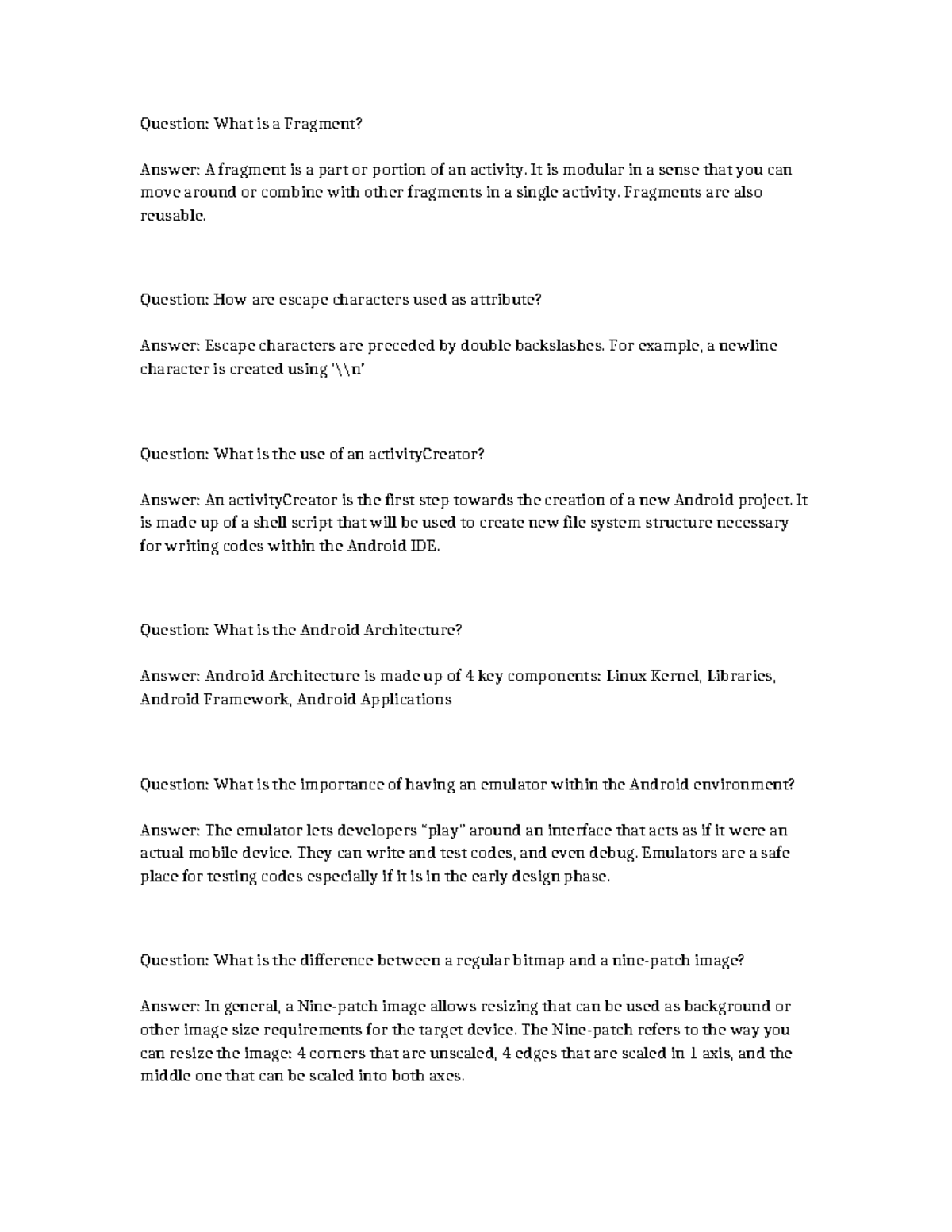 Hexade ecteron hake - notes - Question: What is a Fragment? Answer: A ...
