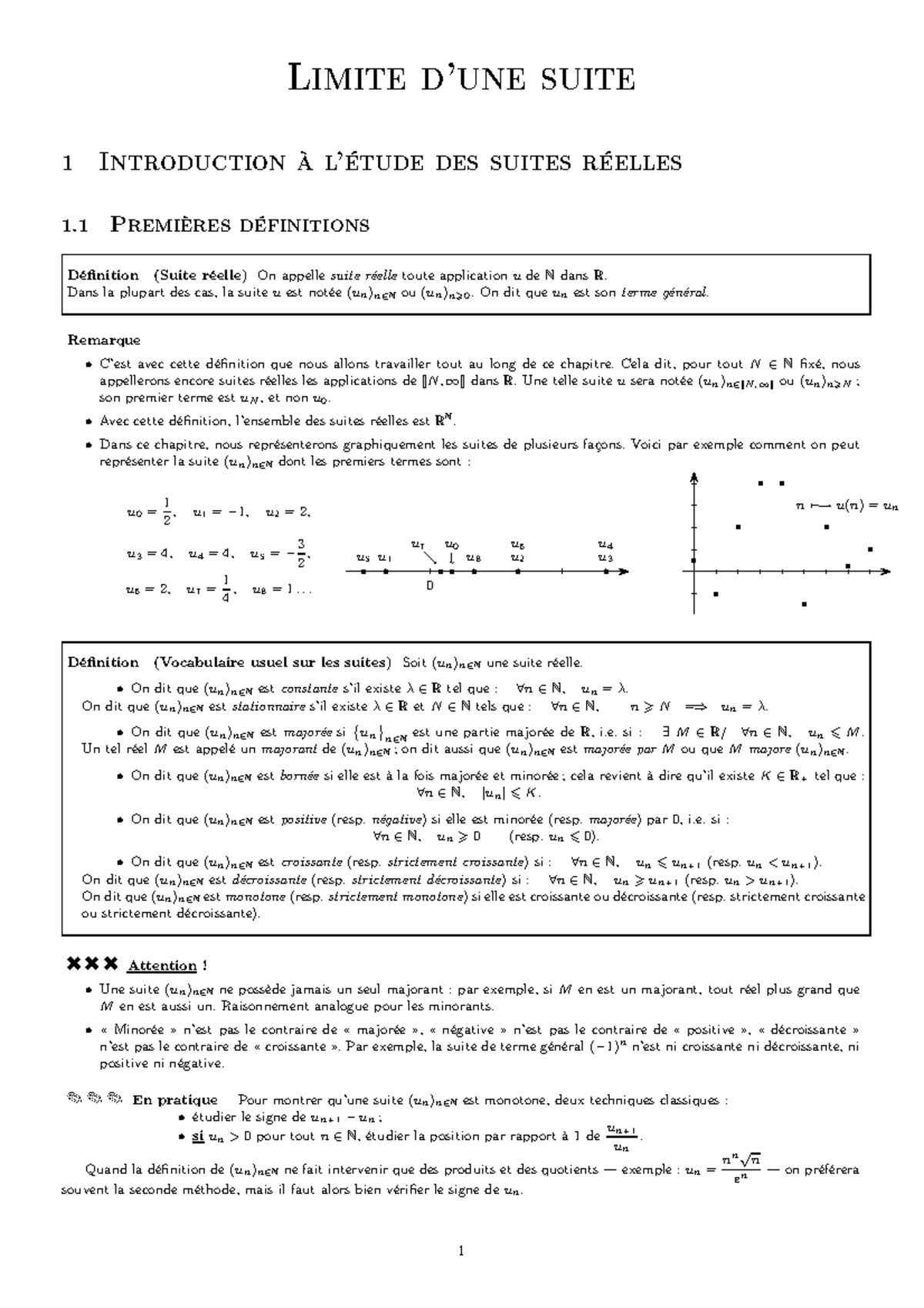 Limit of numerical sequences - Limite d’une suite 1 Introduction à l ...