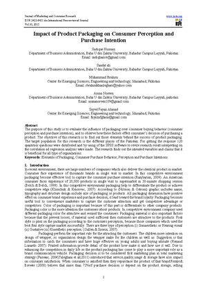 The Role and Impact of the Packaging Eff - [Volume 4, Special Issue 1 ...